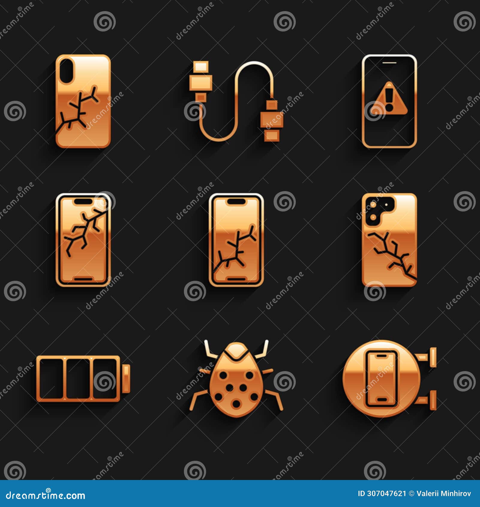 Set Mobile with Broken Screen, System Bug, Phone Repair Service ...