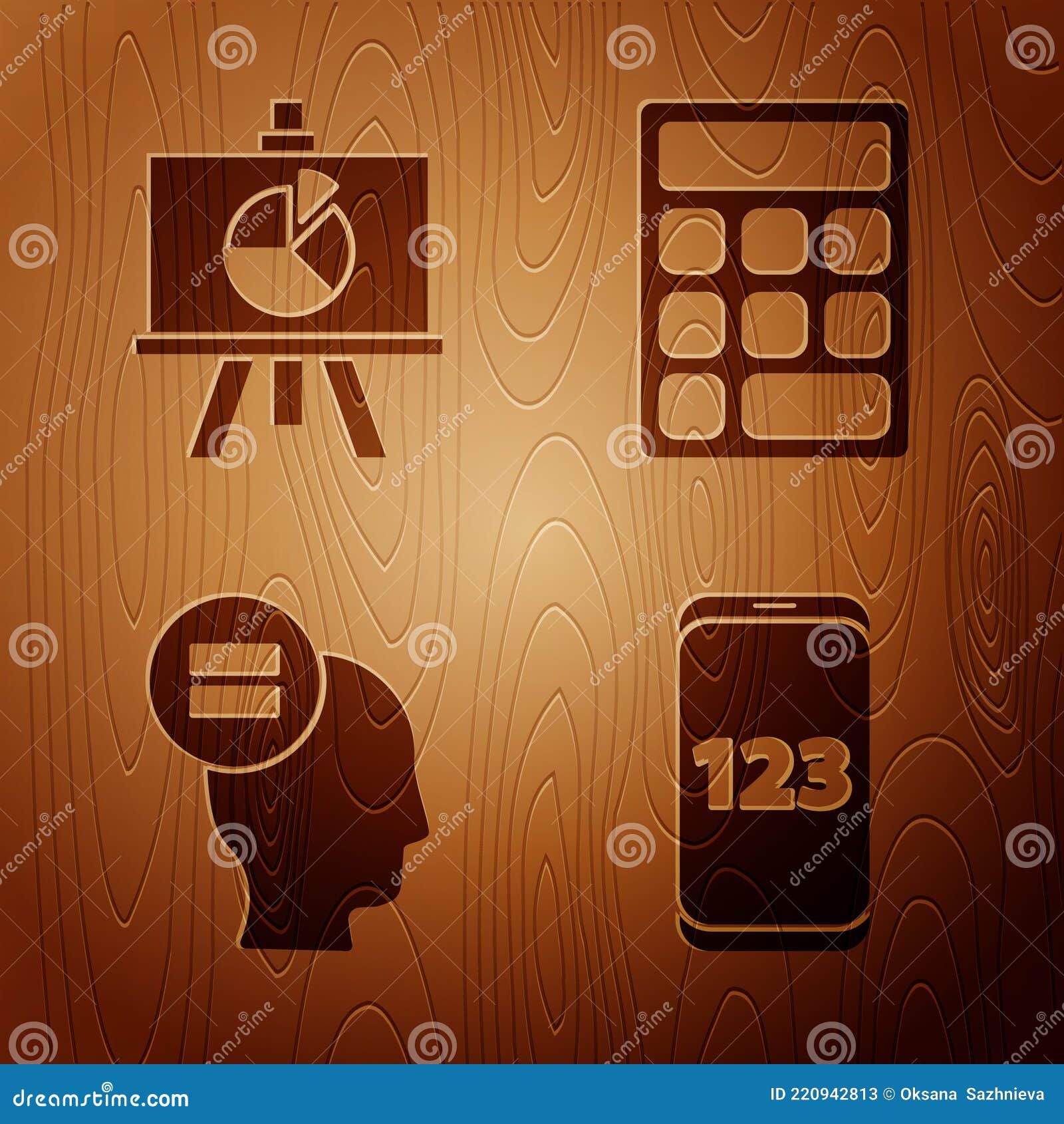 Set Mobile Calculator Interface, Chalkboard with Diagram, Calculation ...