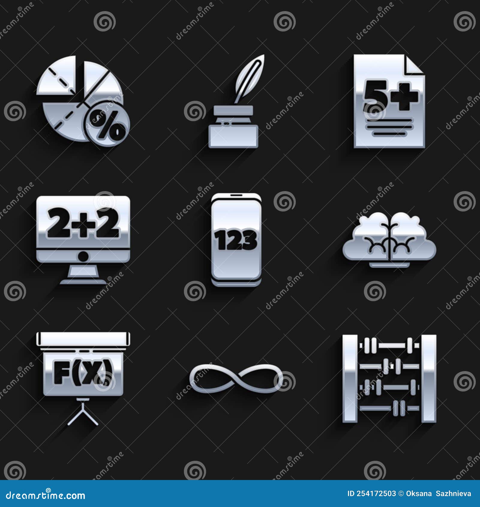 Set Mobile Calculator Interface, Infinity, Abacus, Human Brain ...