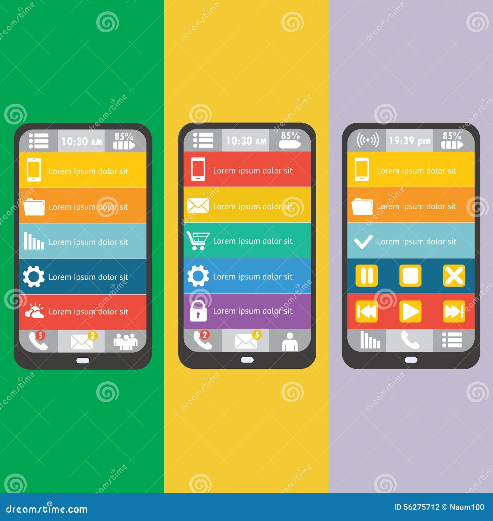 Set Mobile Elements, Vector Illustration Stock Vector - Illustration of ...