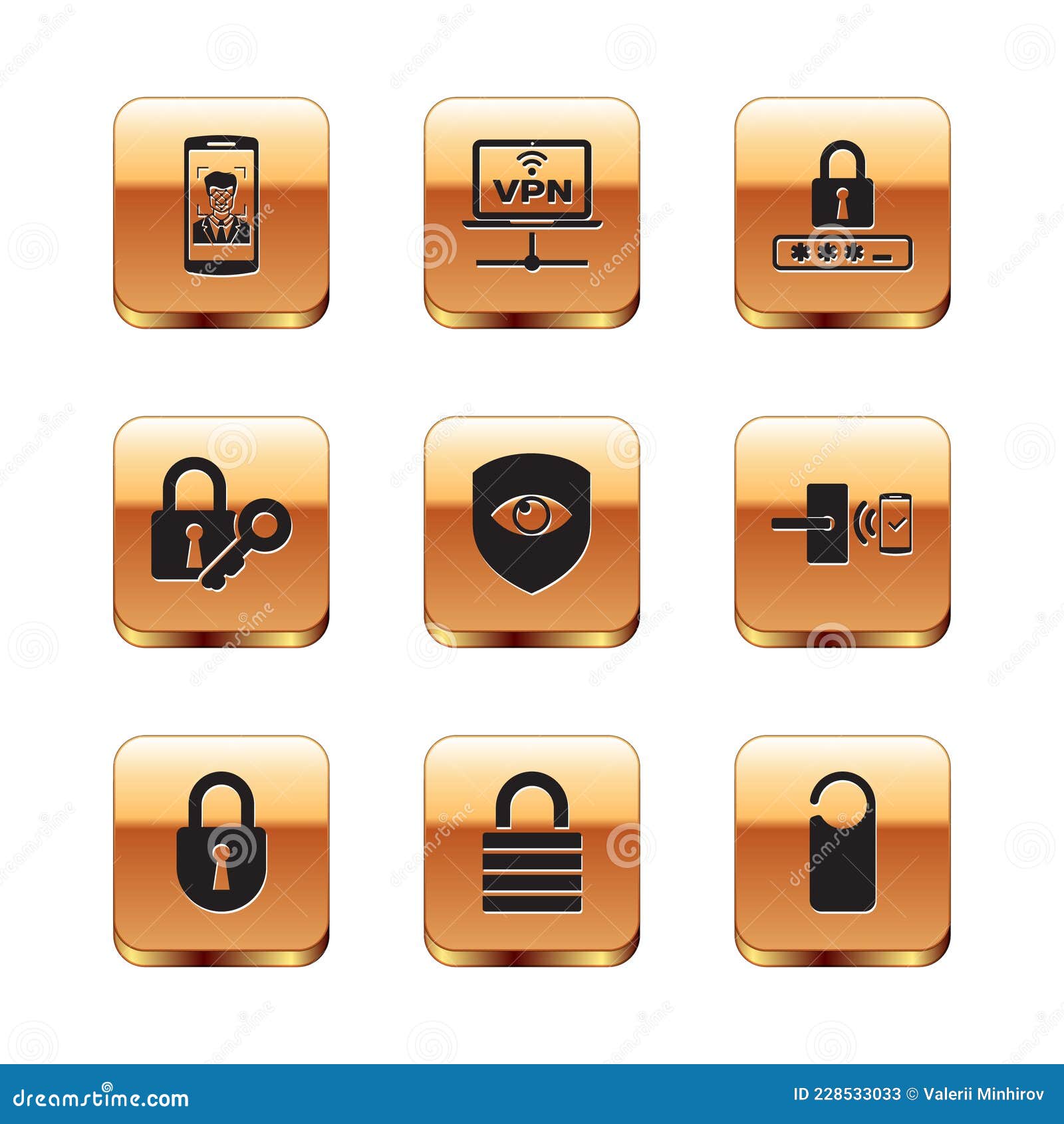 Set Mobile and Face Recognition, Lock, , Shield Eye, Key and Password ...