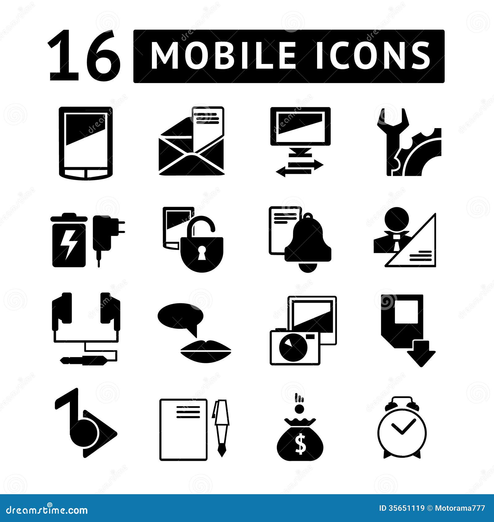 Set of mobile icons stock vector. Illustration of icons - 35651119