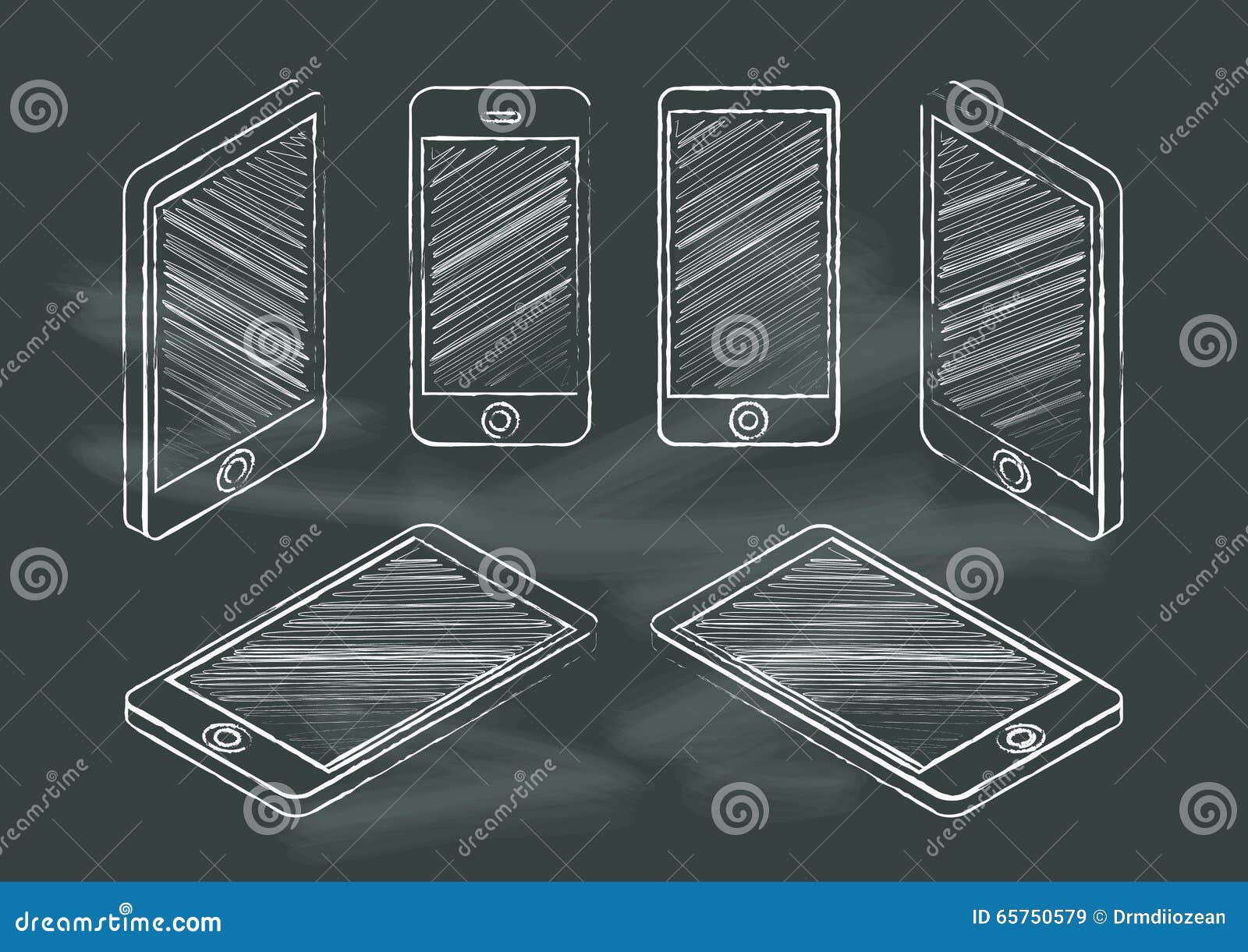 Set of Mobile Phone Chalkboard Blackboard Vector Illustration Stock ...