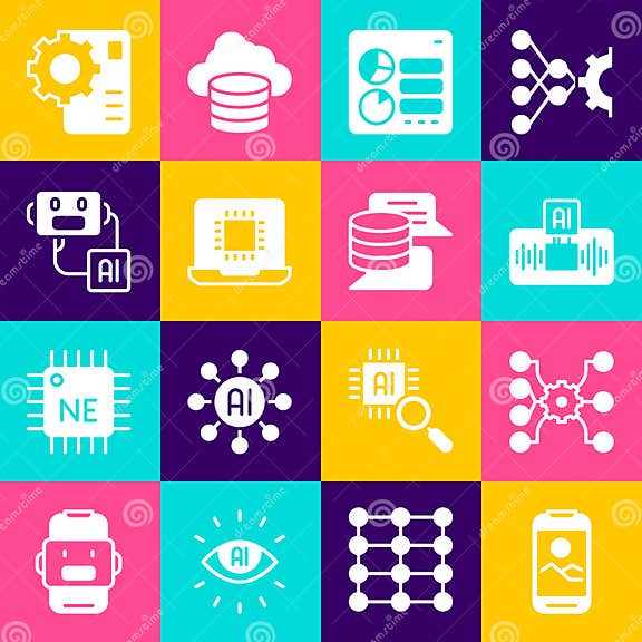 Set Mobile Phone, Neural Network, Artificial Intelligence AI, Computer Api Interface, Processor ...