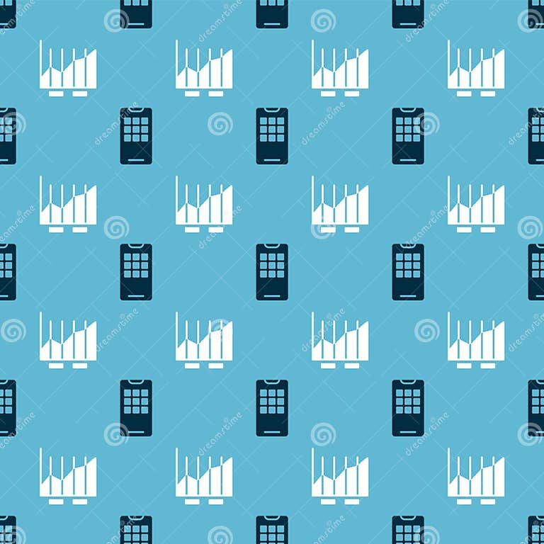 Set Mobile Phone and Pie Chart Infographic on Seamless Pattern. Vector ...
