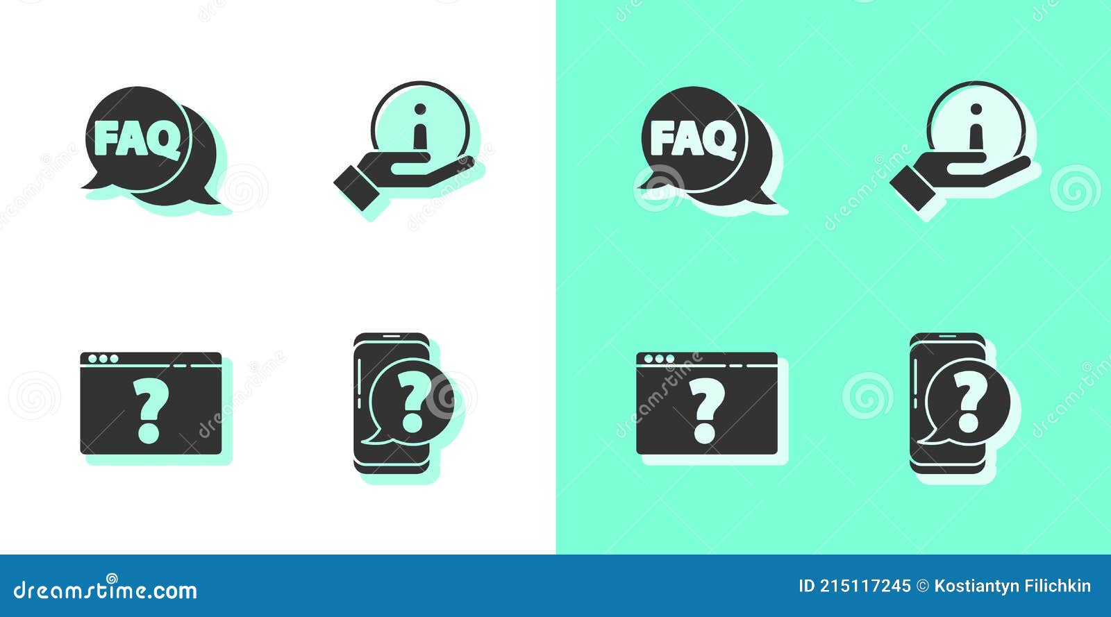 Set Mobile Phone with Question, Speech Bubble FAQ, Browser Mark and ...