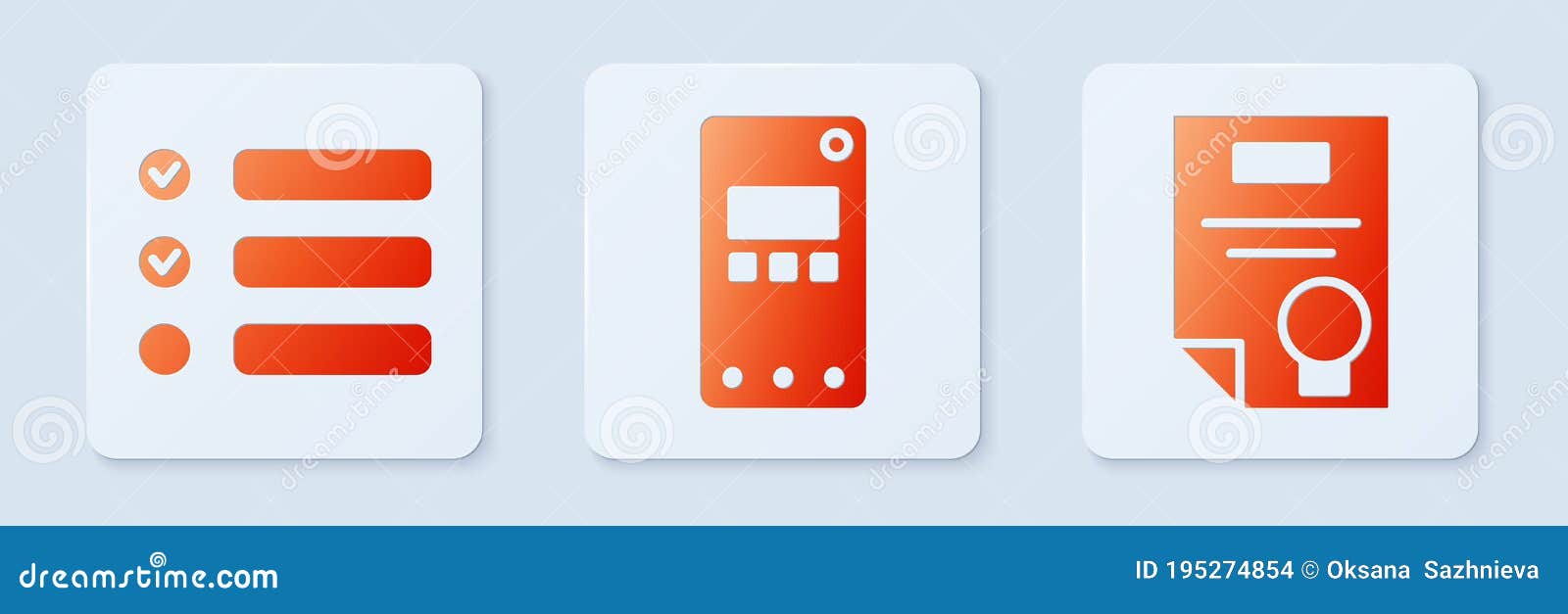 Set Mobile Phone, Task List and Certificate Template. White Square ...