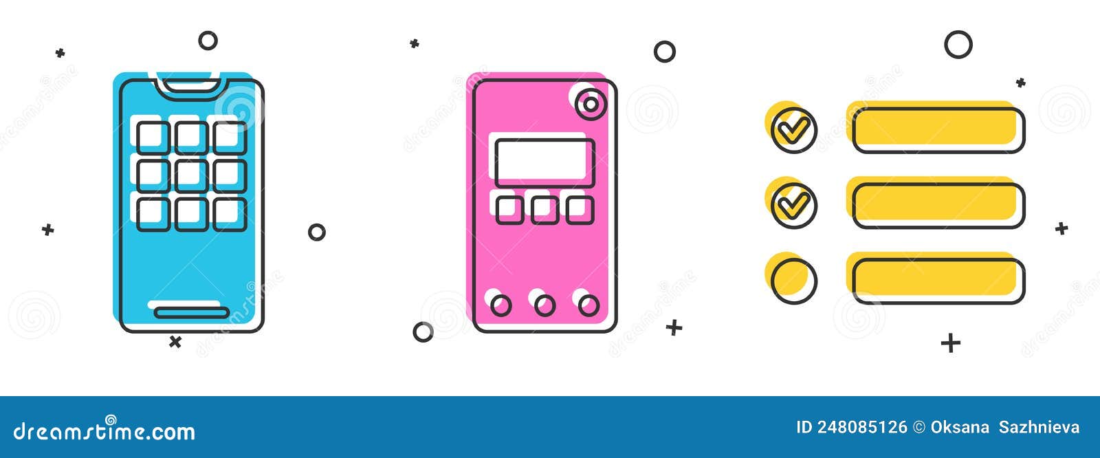 Set Mobile Phone, Mobile Phone and Task List Icon. Vector Stock Vector ...