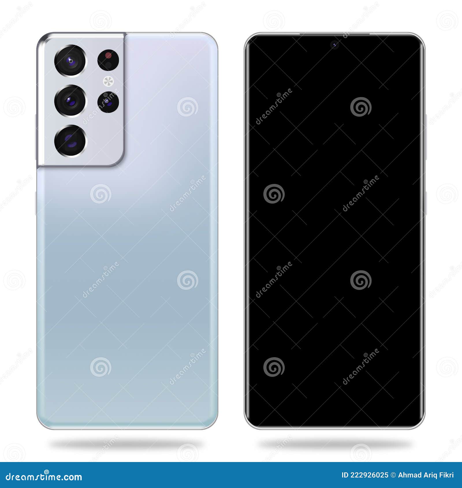 Set of Mobile Phones Mockups Isolated Background, Front and Back View ...