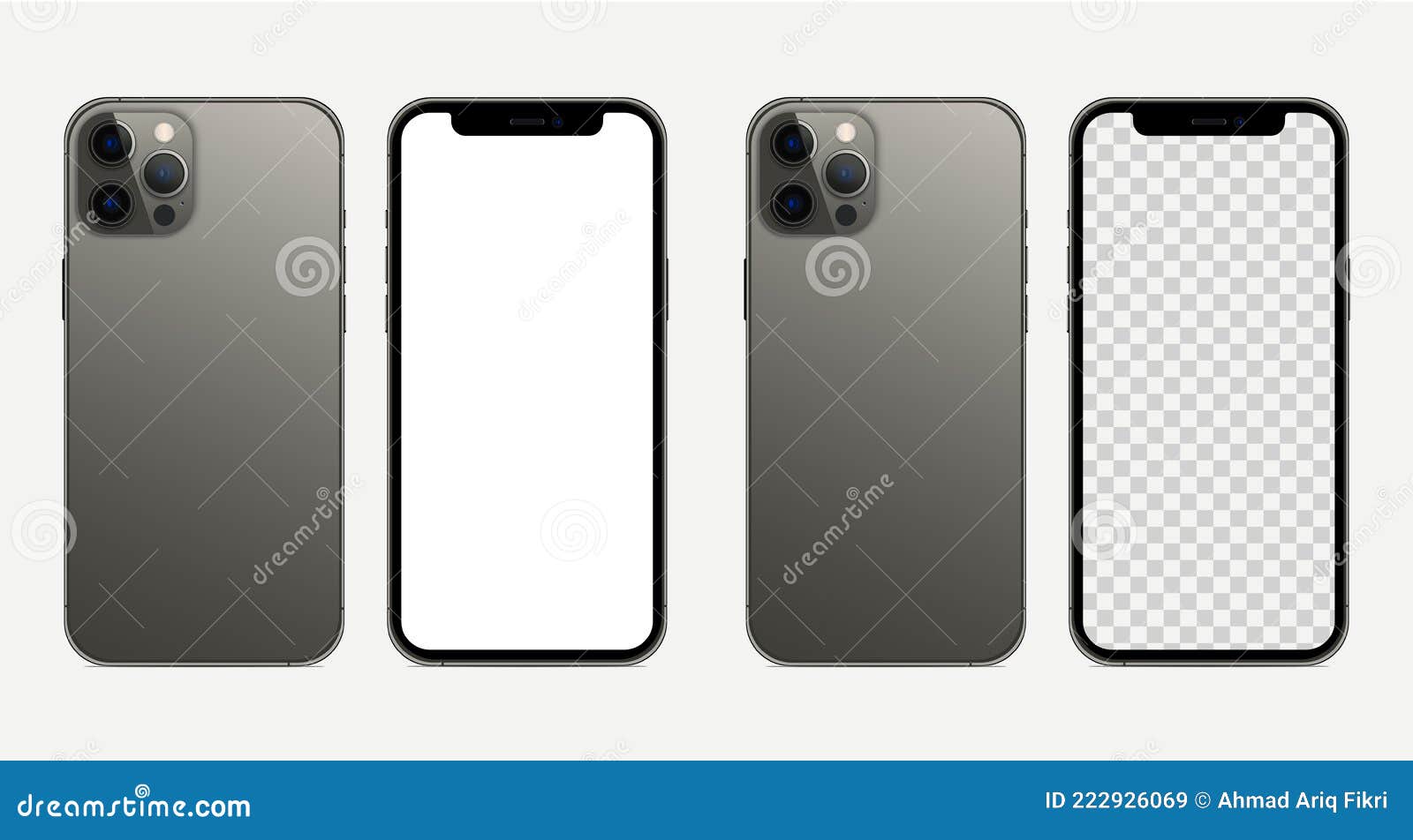 Set of Mobile Phones Mockups Isolated Background, Front and Back View ...