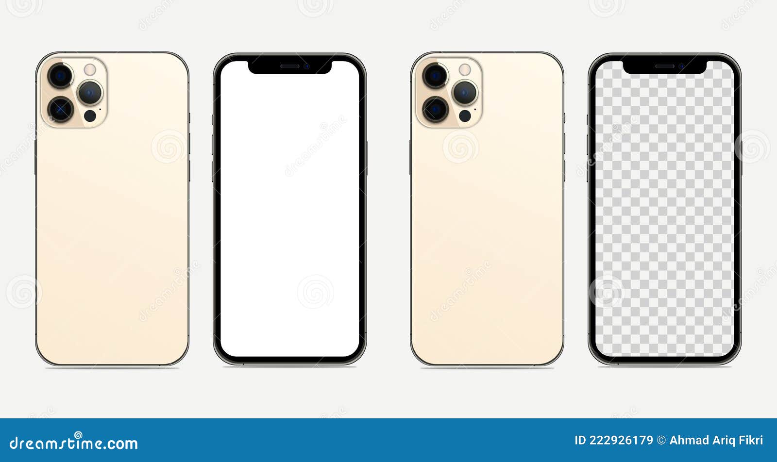 Set of Mobile Phones Mockups Isolated Background, Front and Back View ...