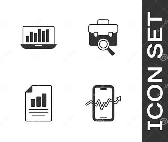 Set Mobile Stock Trading, Laptop with Graph Chart, Document and Work ...