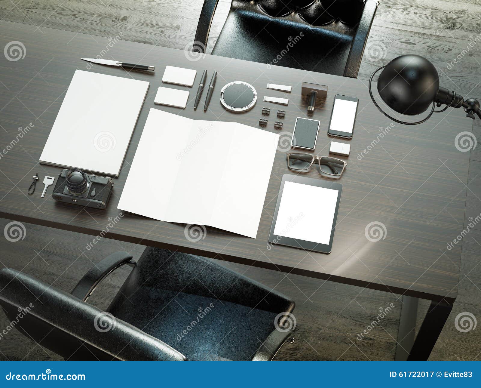 Set of Mockup Elements on the Wood Table. Template for Design Stock ...