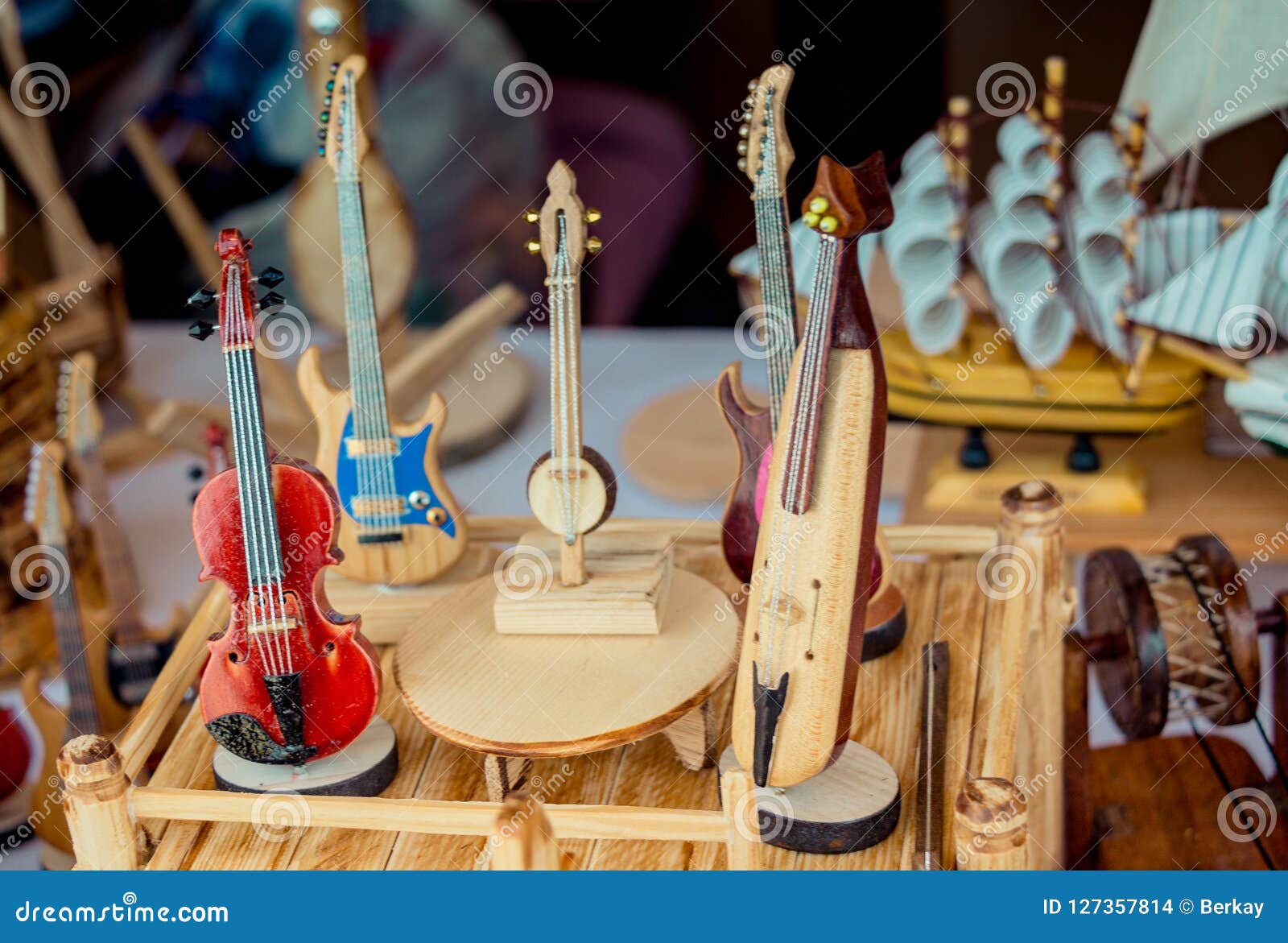 Set of Models of Wooden Musical Instruments Stock Photo - Image of ...