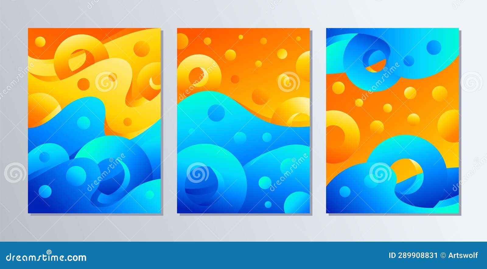 Set of Modern Abstract Curve Wave Circle Cover Design Stock Vector ...