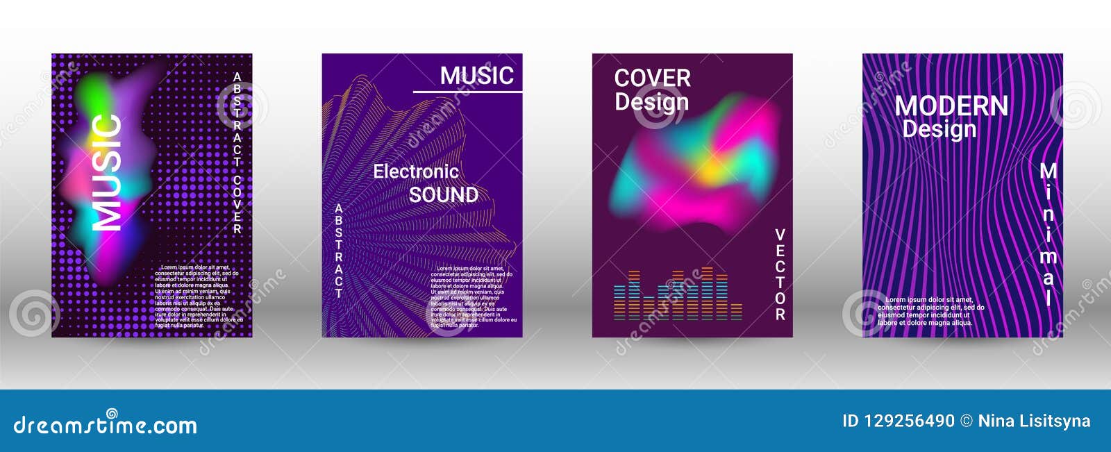 Set of Modern Abstract Musical Backgrounds. Stock Vector - Illustration ...