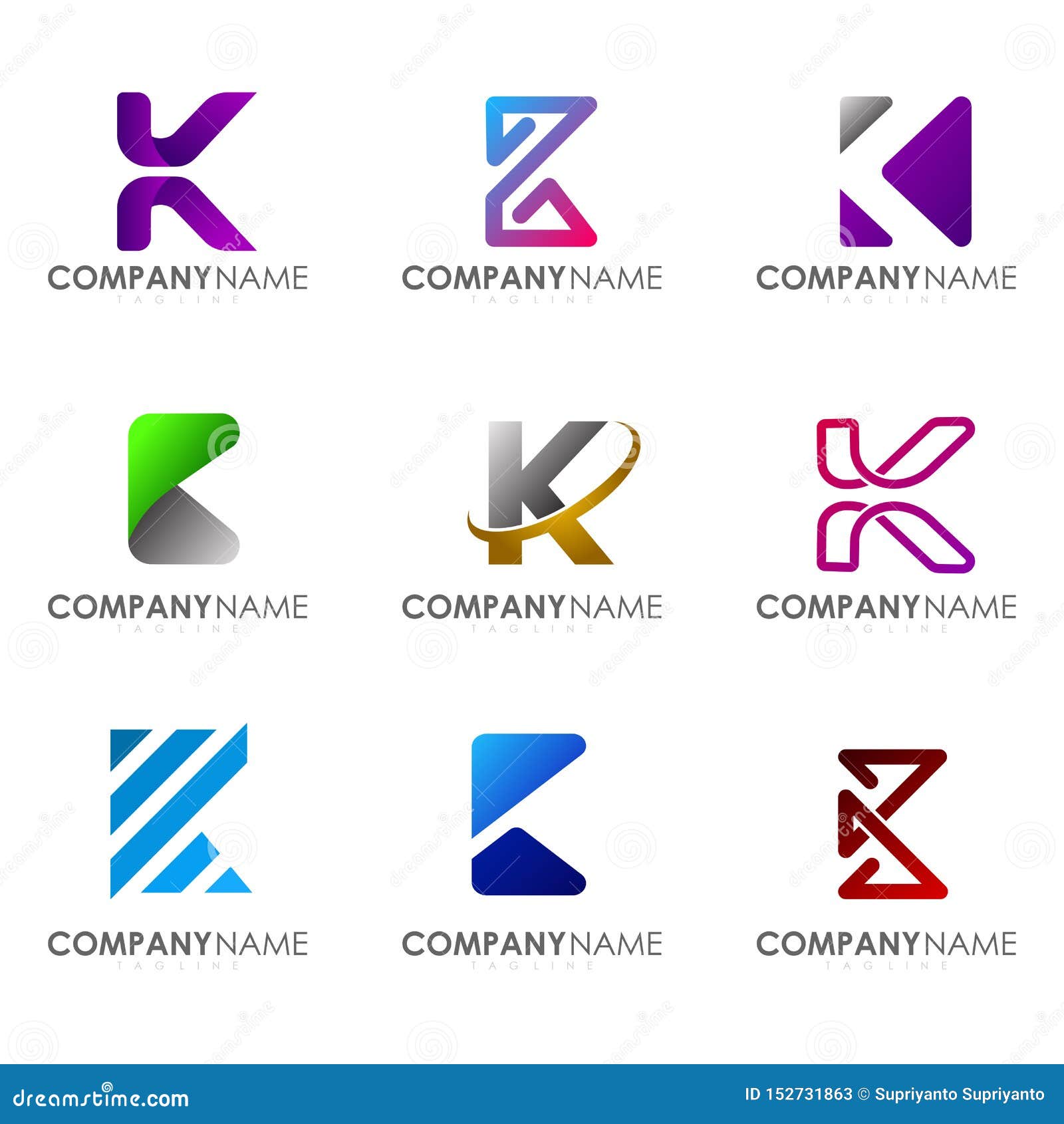 Set of Modern Alphabet Logo Design Letter K Stock Vector - Illustration ...