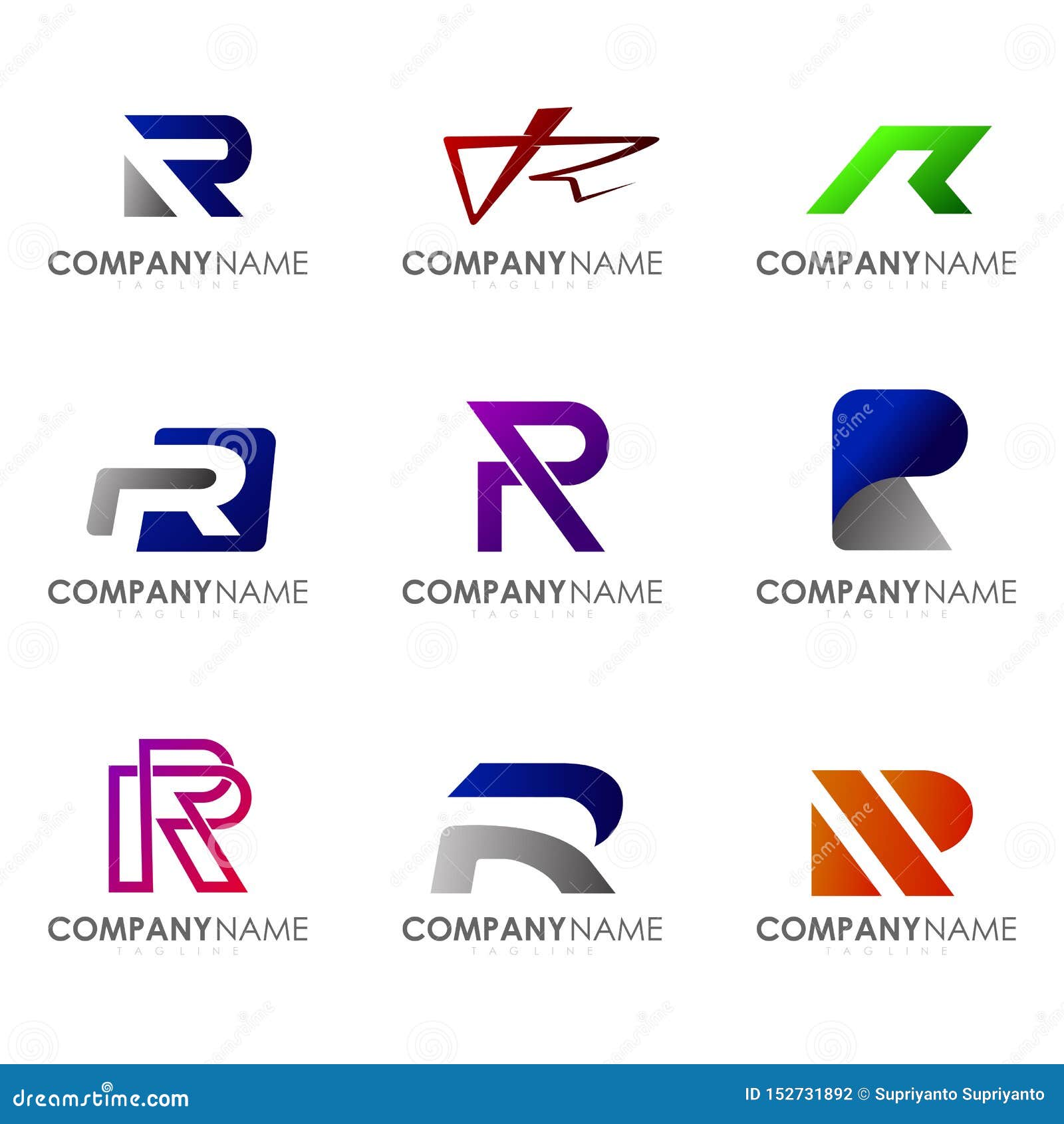 Set of Modern Alphabet Logo Design Letter R Stock Vector - Illustration ...