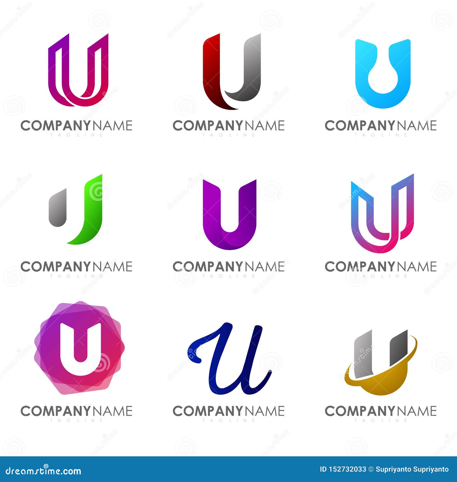 Set of Modern Alphabet Logo Design Letter U Stock Vector - Illustration ...