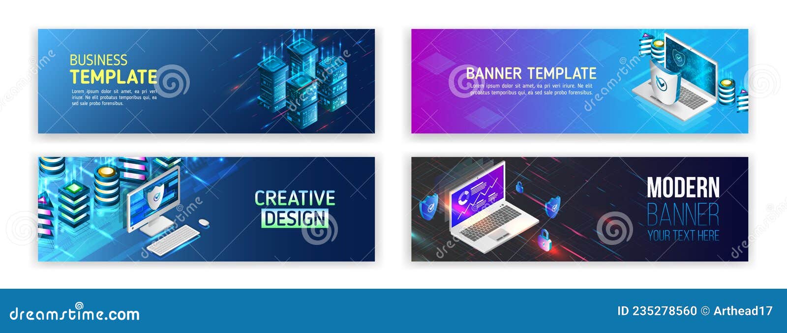 Set of Modern Banner Templates for Websites. Abstract Social Media ...