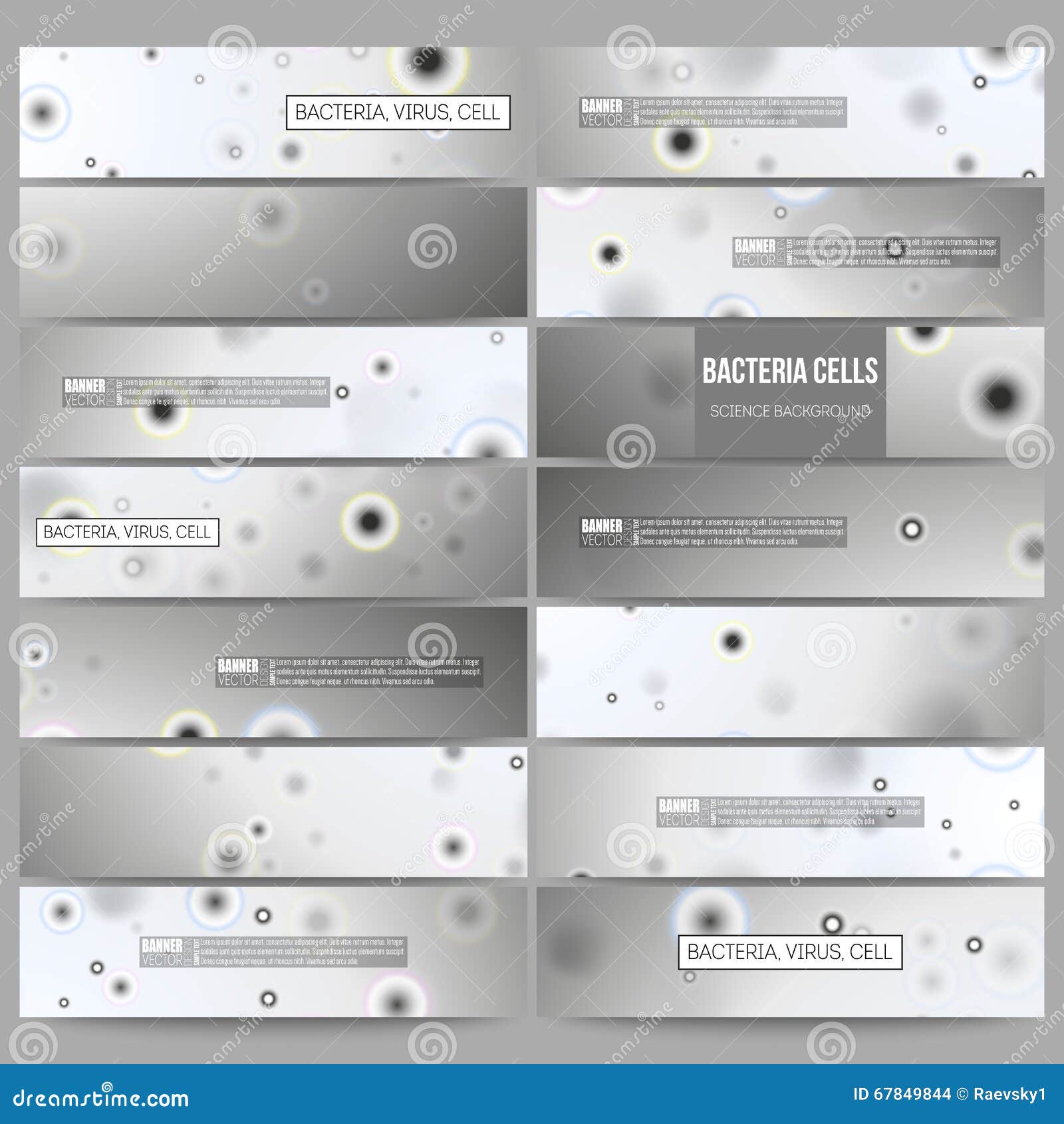 Set of Modern Banners. Molecular Research, Cells in Gray, Science ...