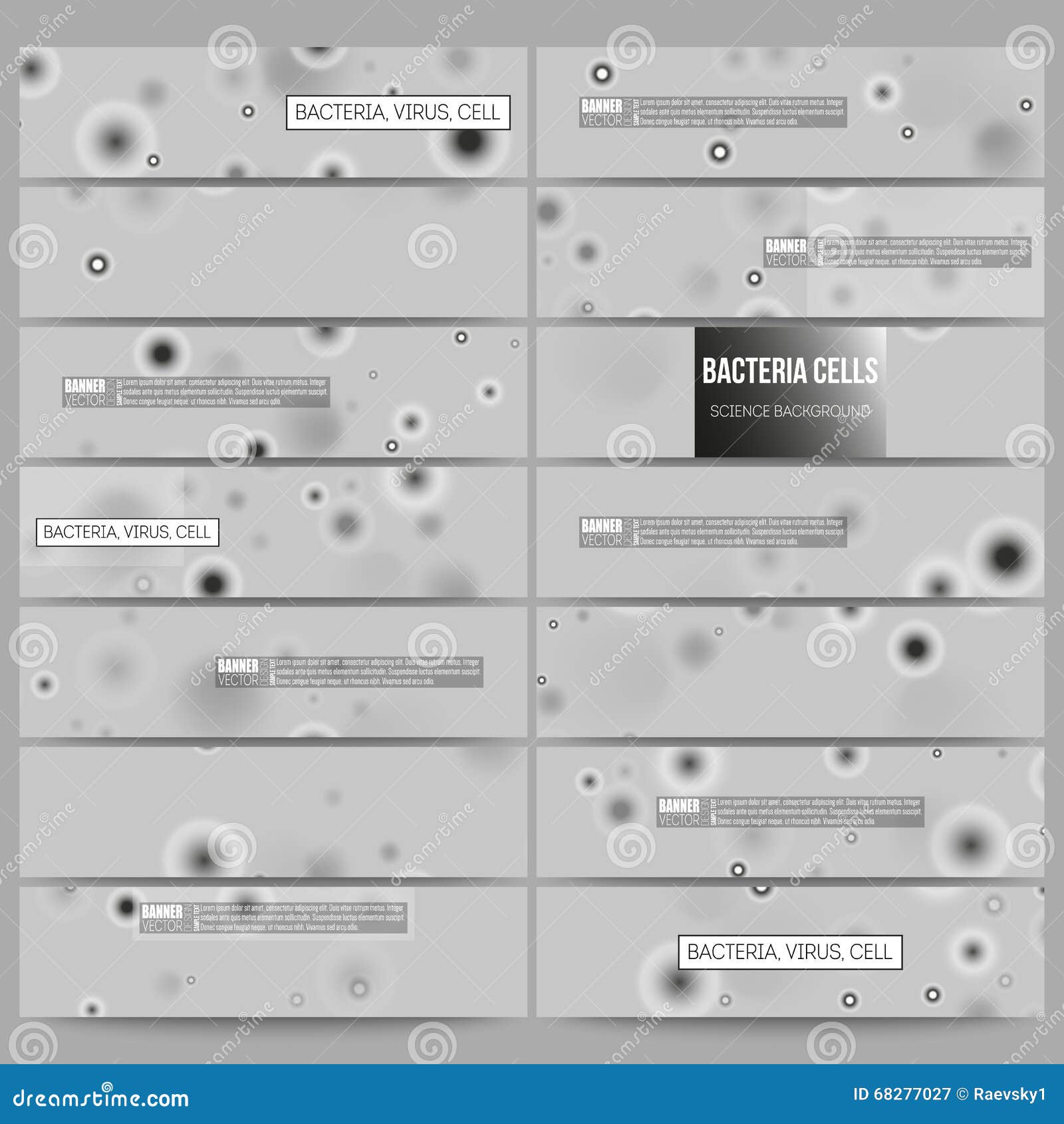 Set of Modern Banners. Molecular Research, Cells in Gray, Science ...