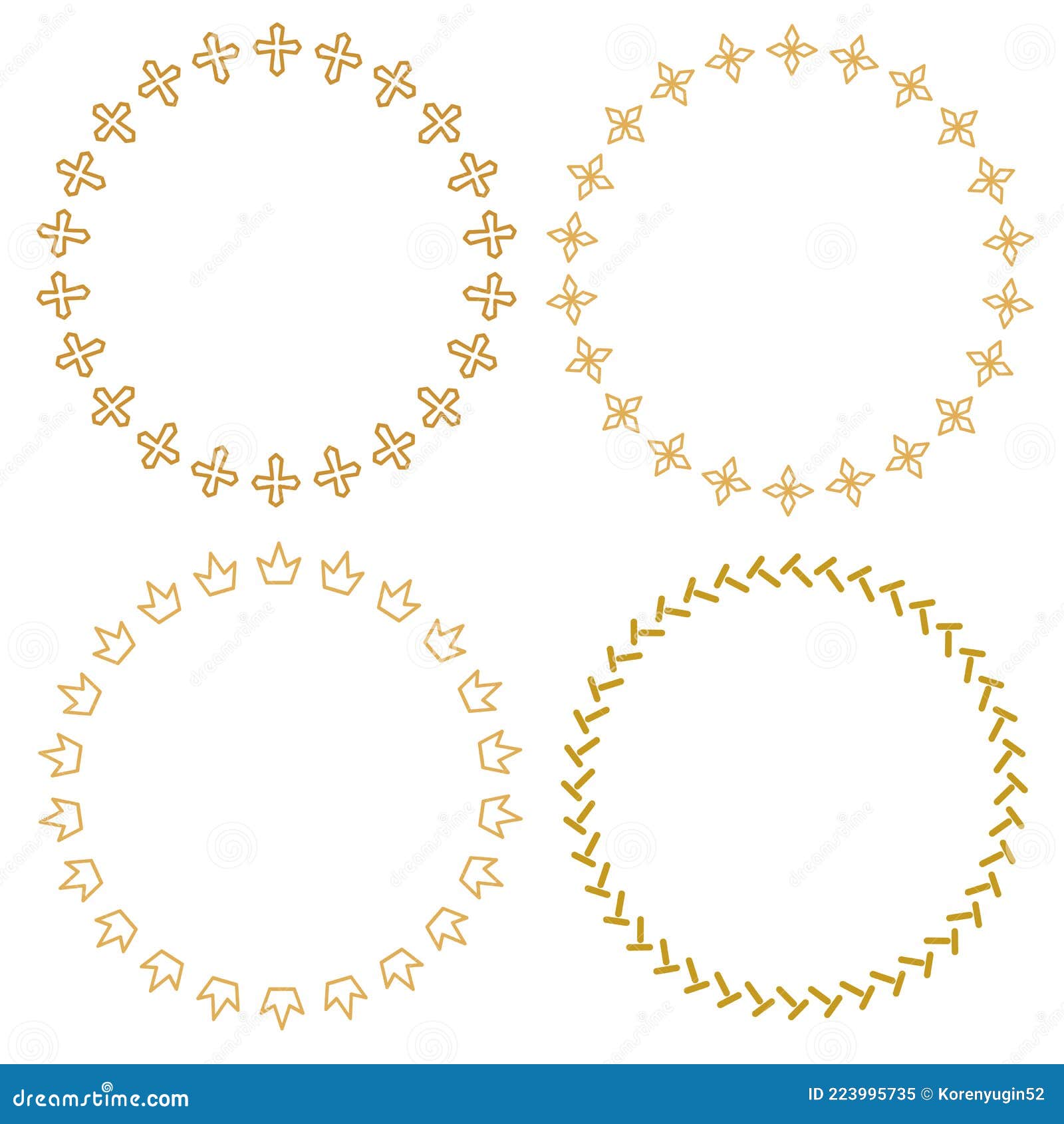 Set of Modern Border or Frame with Golden Cross, Crown, Track Stock ...