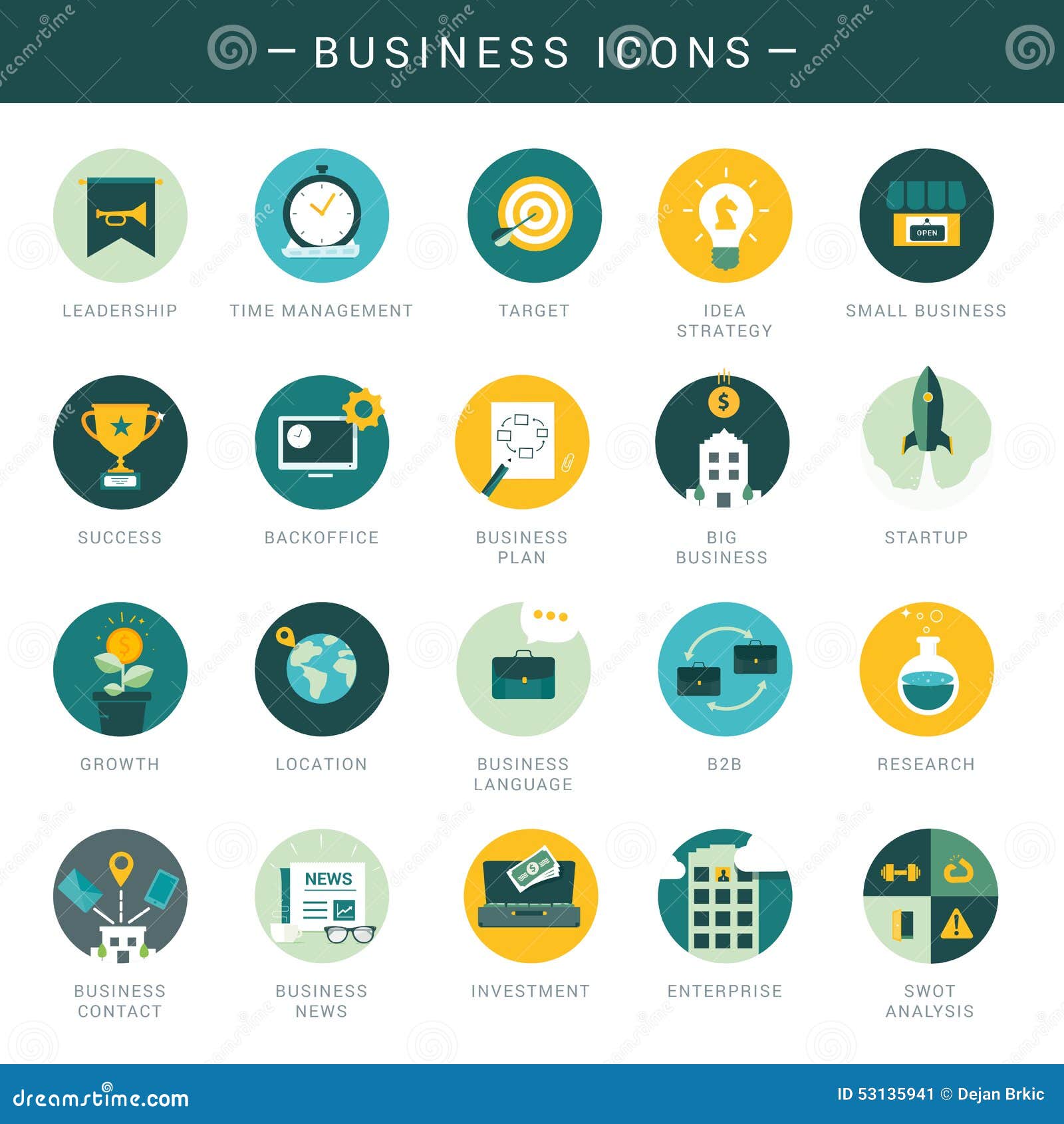 Set of Modern Business Icons Stock Vector - Illustration of plan ...