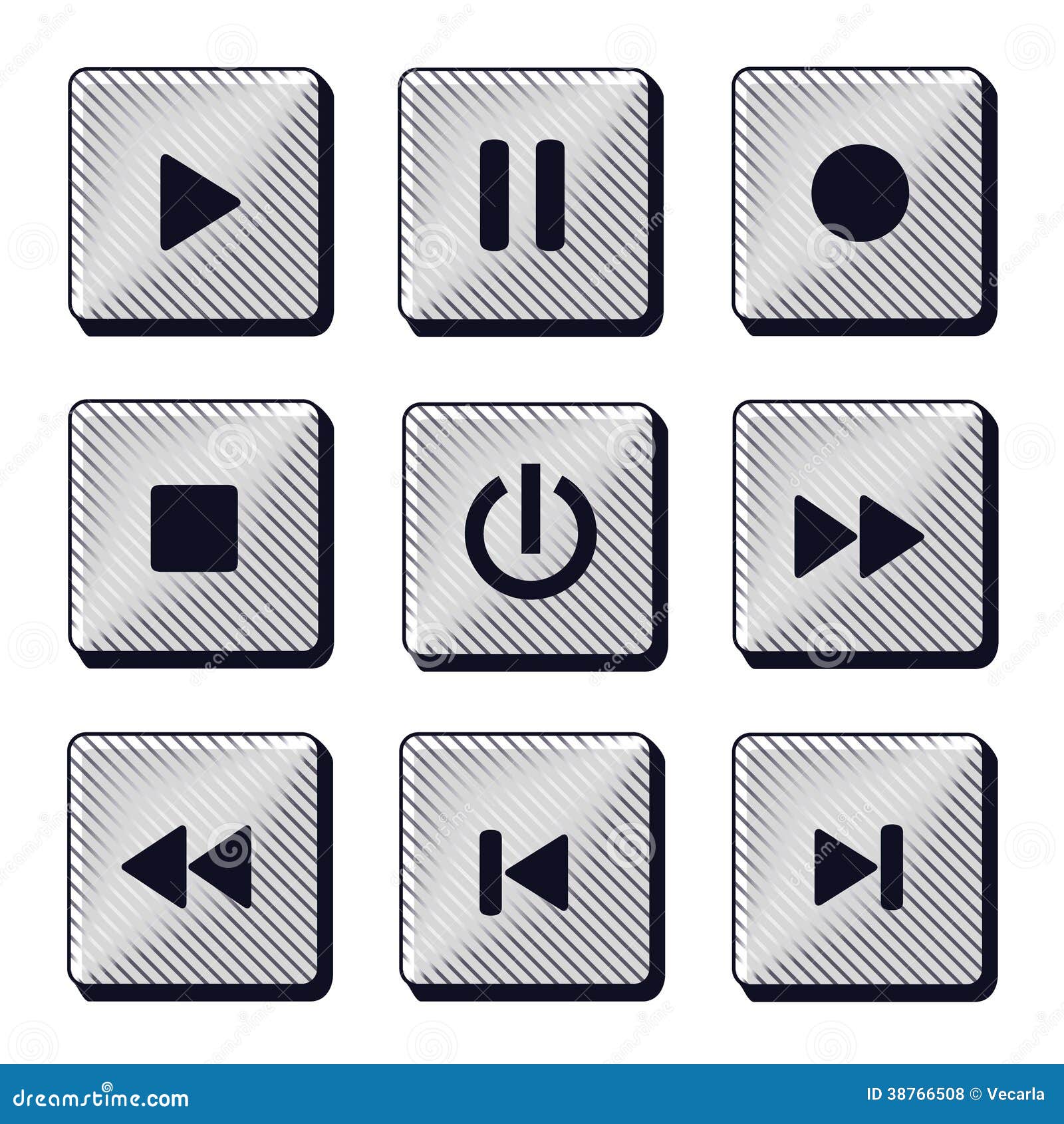 Set of Modern Buttons Icons Stock Vector - Illustration of blue, player ...