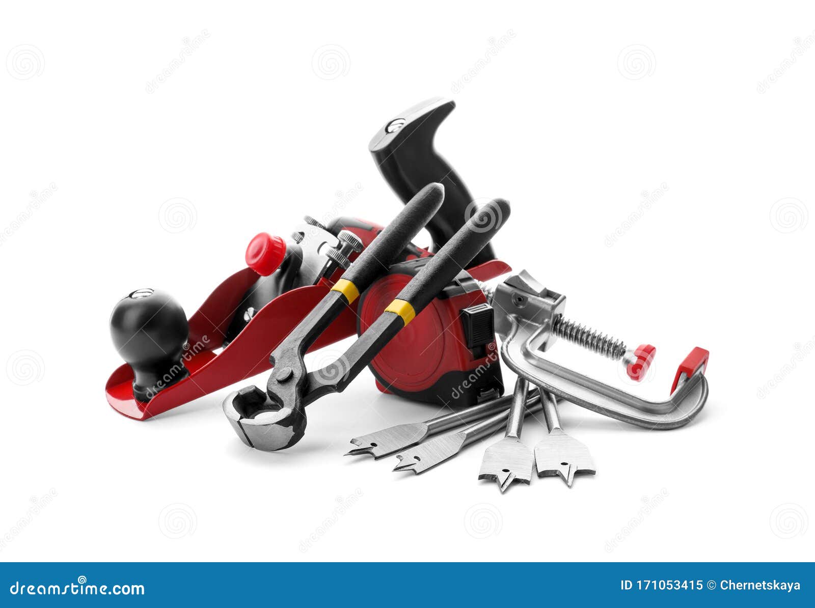 Set of Modern Carpenter`s Tools Isolated Stock Image - Image of ...