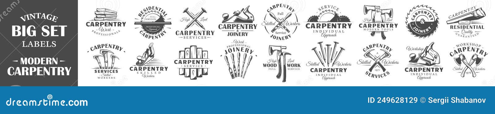 Set Of Modern Carpentry Labels Vector Illustration | CartoonDealer.com ...