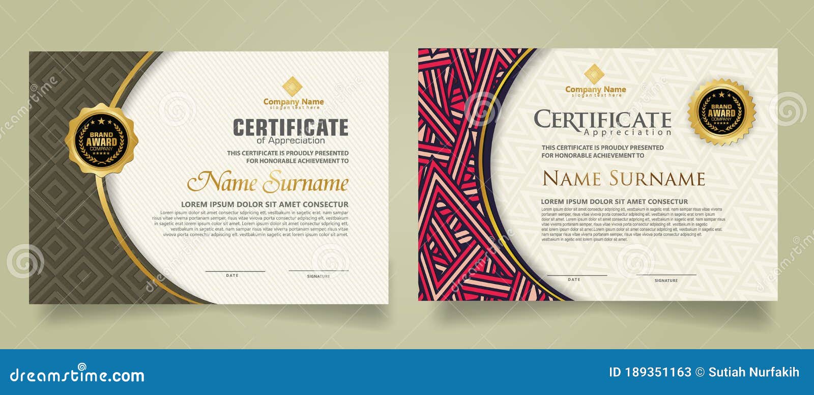 Set Horizontal Certificate Template with Diagonal Angle Lines and ...