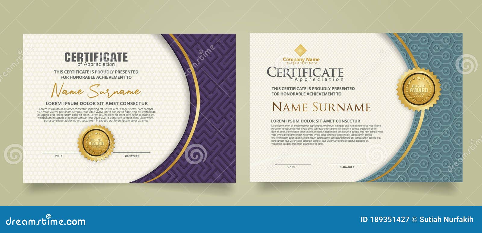 Set Horizontal Certificate Template With Impressive And Maze Texture On ...