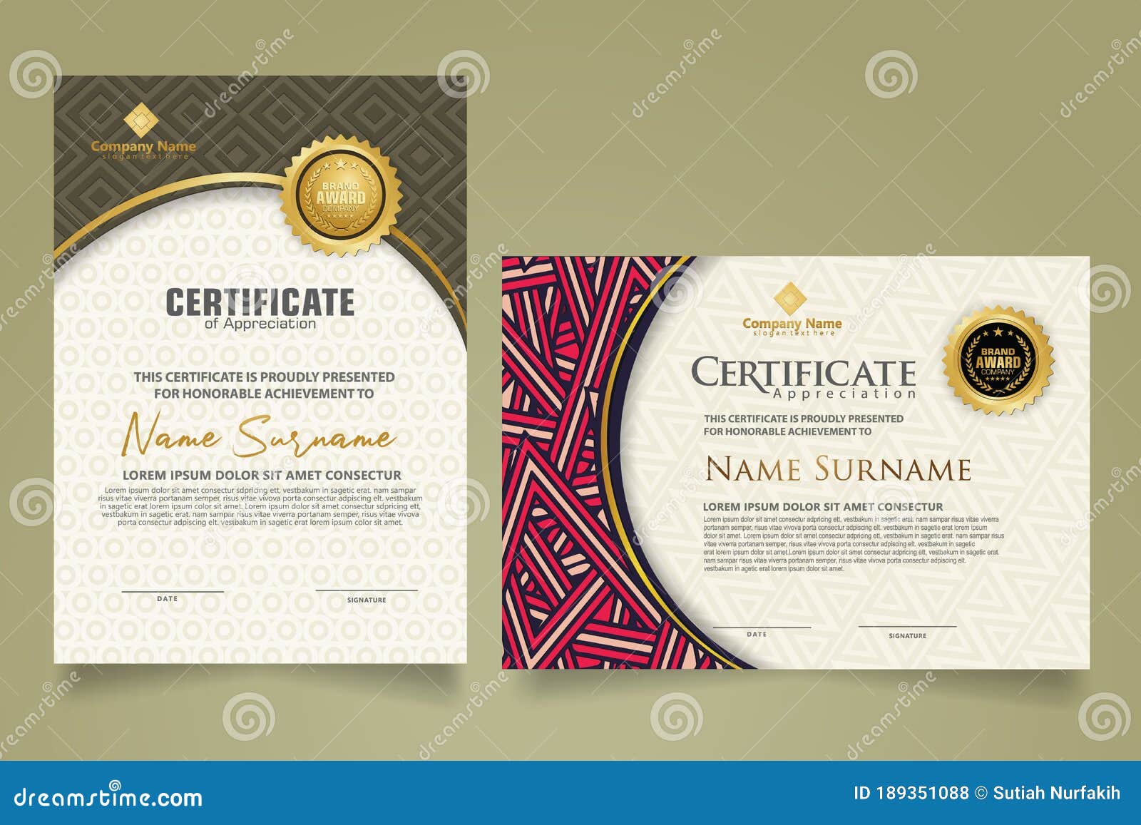Set Modern Certificate Template Stock Vector - Illustration of modern, decoration: 189351088