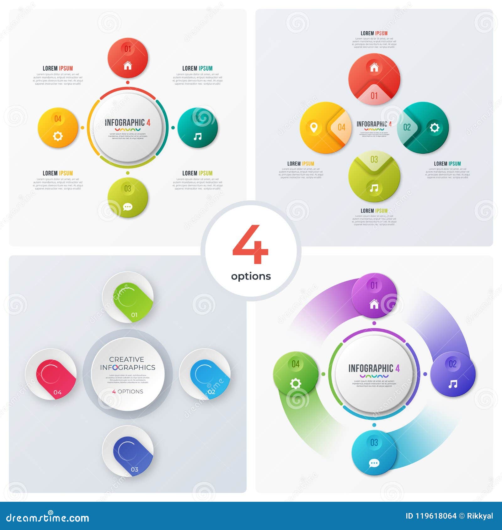 Set of Modern Circle Charts, Infographic Designs, Visualization Stock ...