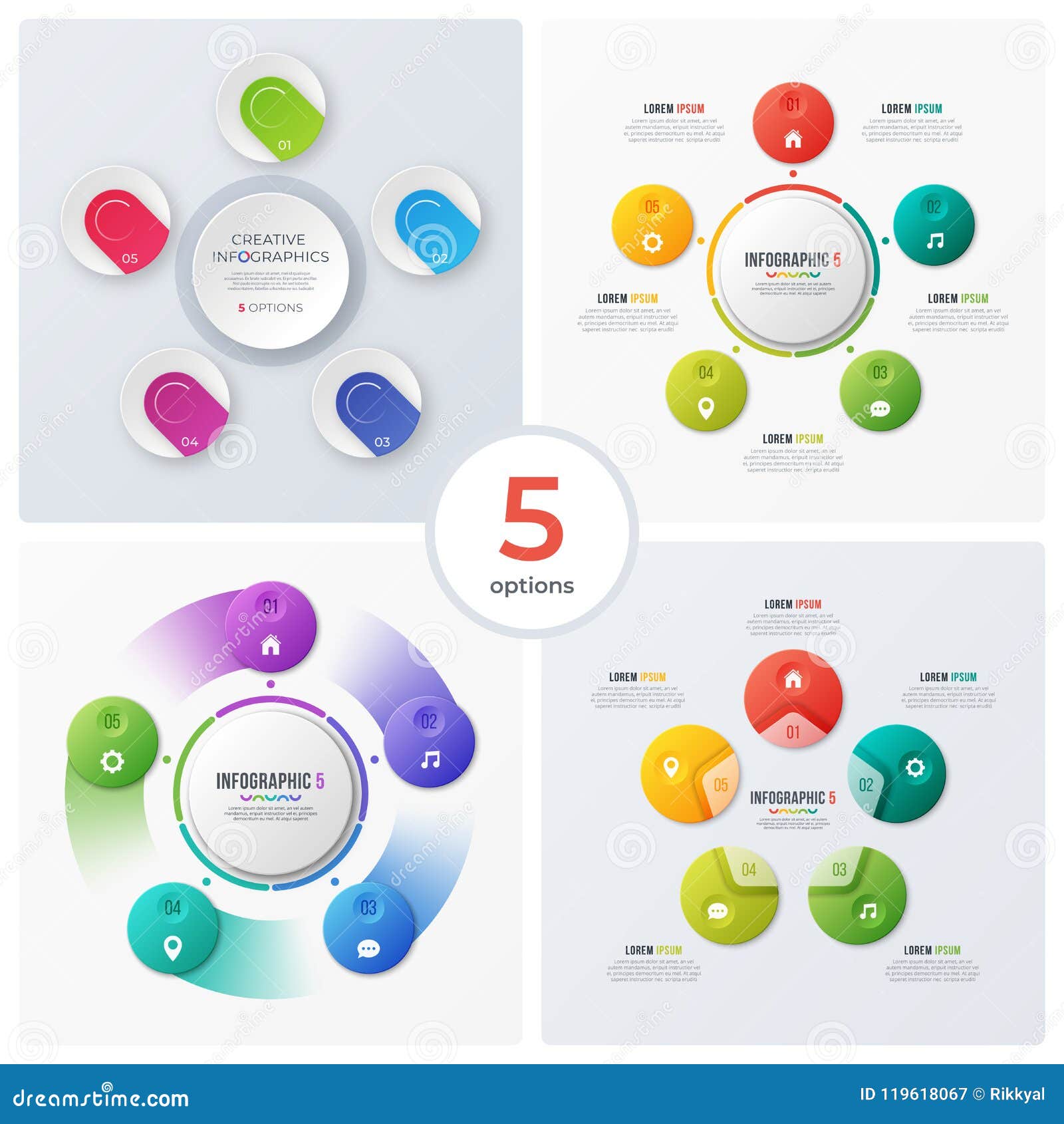 Set of Modern Circle Charts, Infographic Designs, Visualization Stock ...