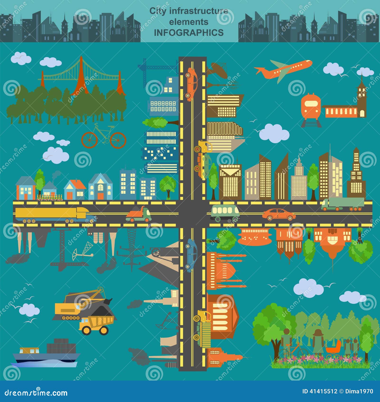 Set Of Modern City Elements For Creating Your Own Maps Of The Ci Stock Vector Illustration Of