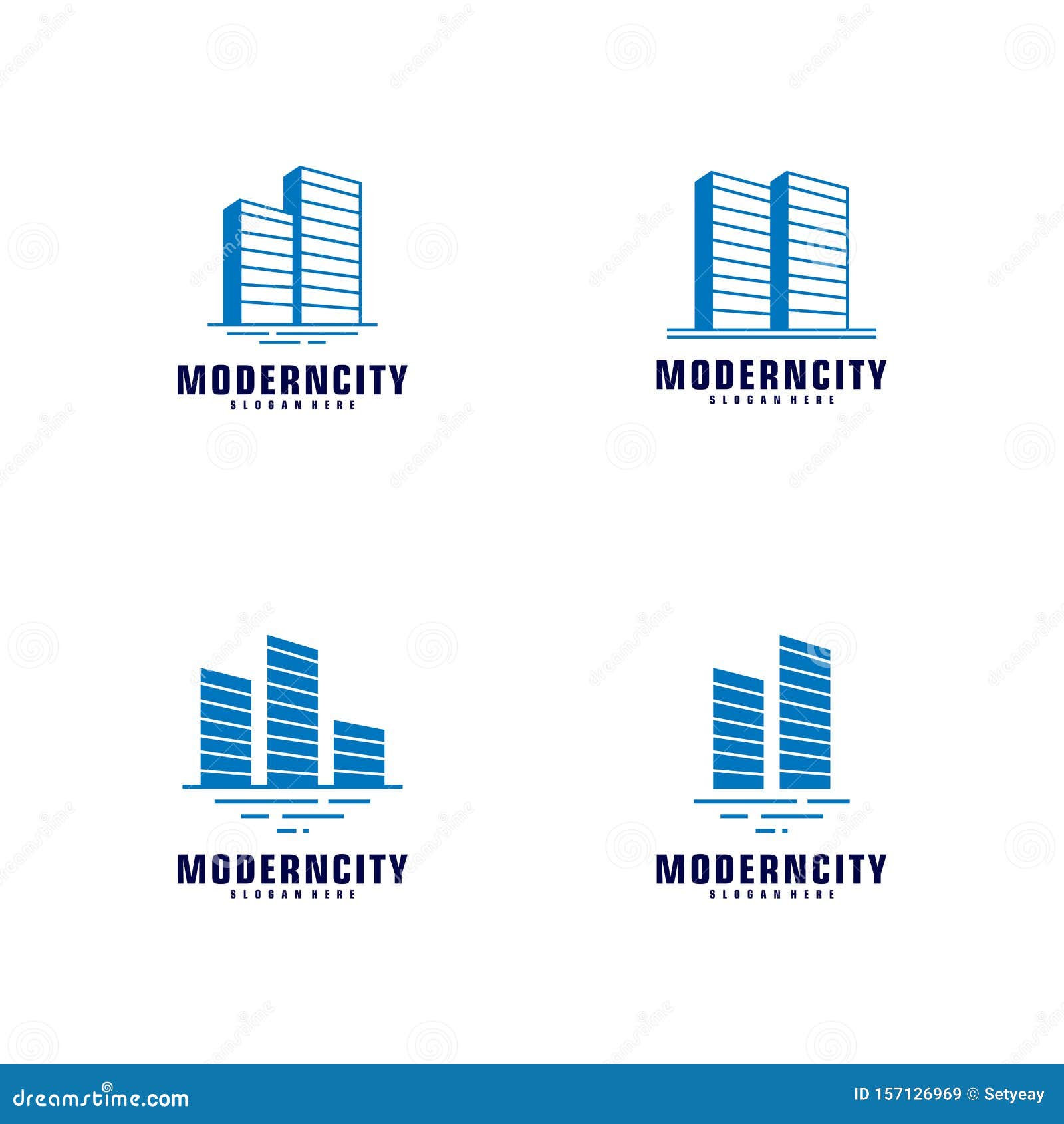 Set of Modern City Logo Design Template. Skyline Design Vector ...
