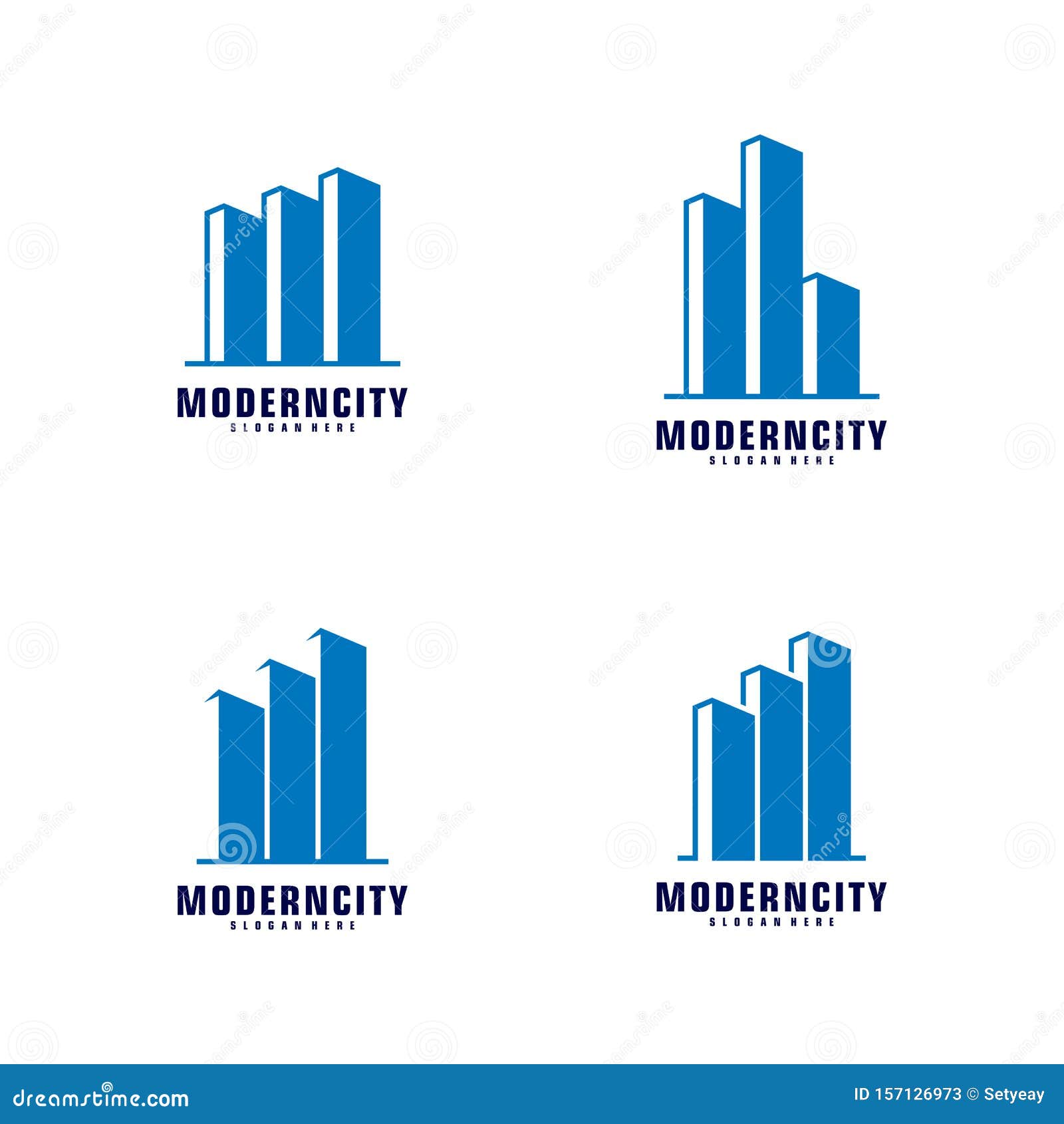 Set of Modern City Logo Design Template. Skyline Design Vector ...