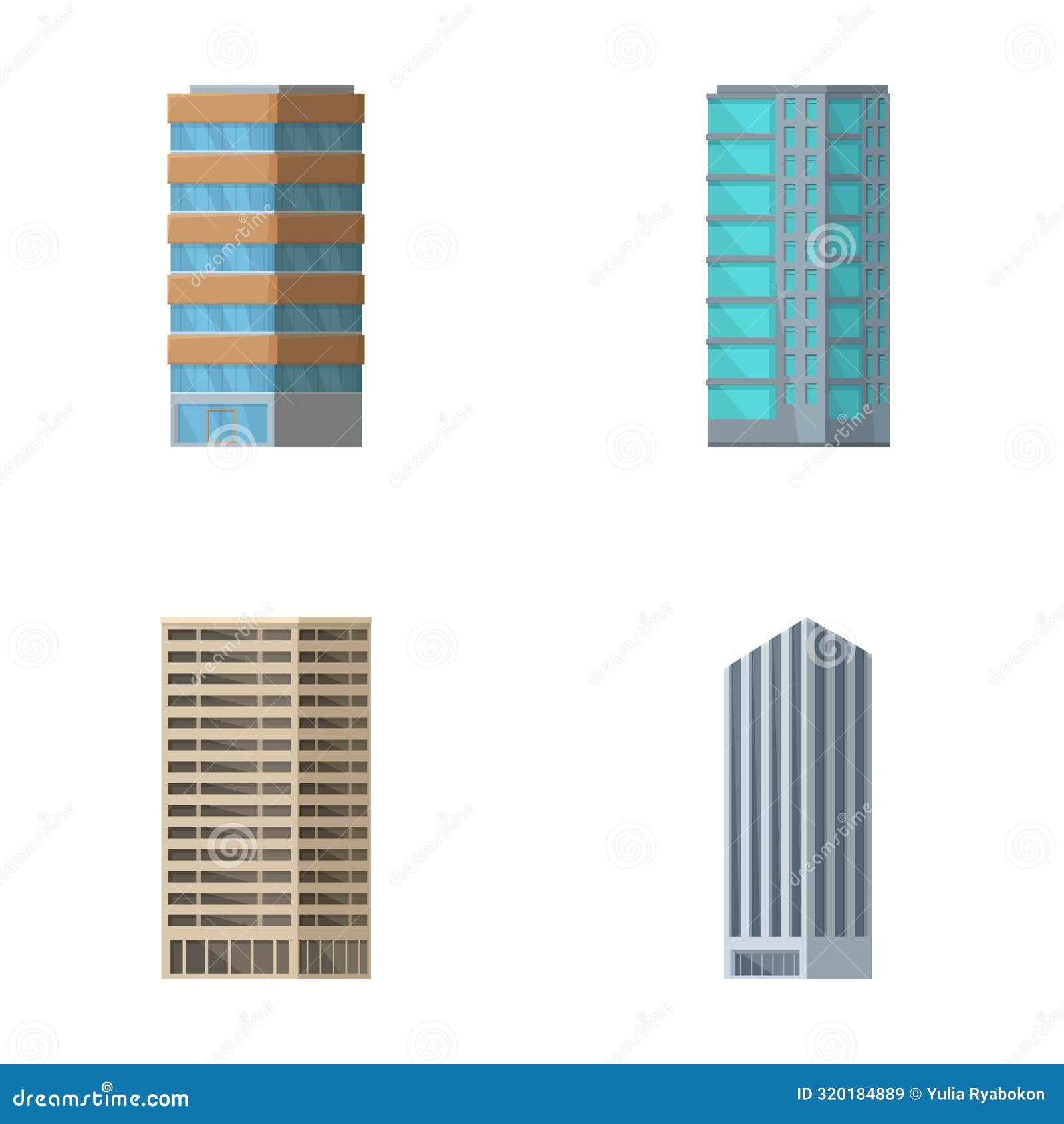 Set of Modern City Skyscrapers Icons Stock Vector - Illustration of ...
