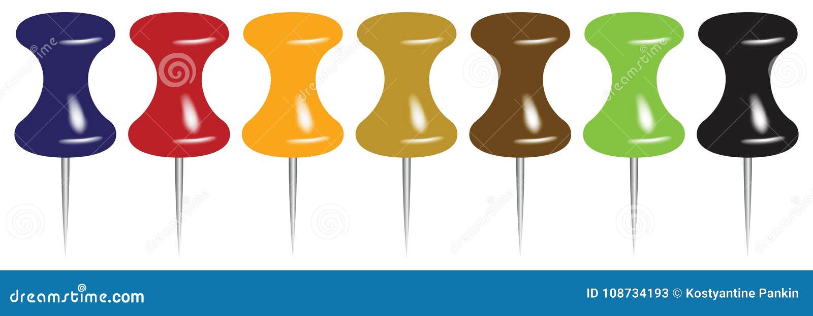 Set of colored pins stock vector. Illustration of green - 108734193