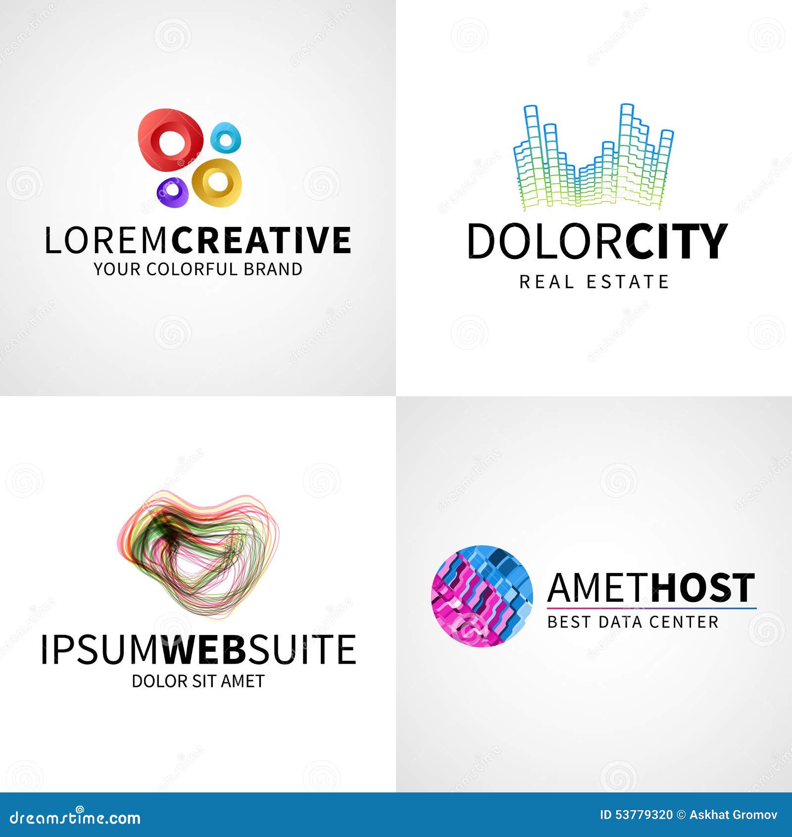 Set of Modern Colorful Abstract Creative Web Host Stock Vector ...