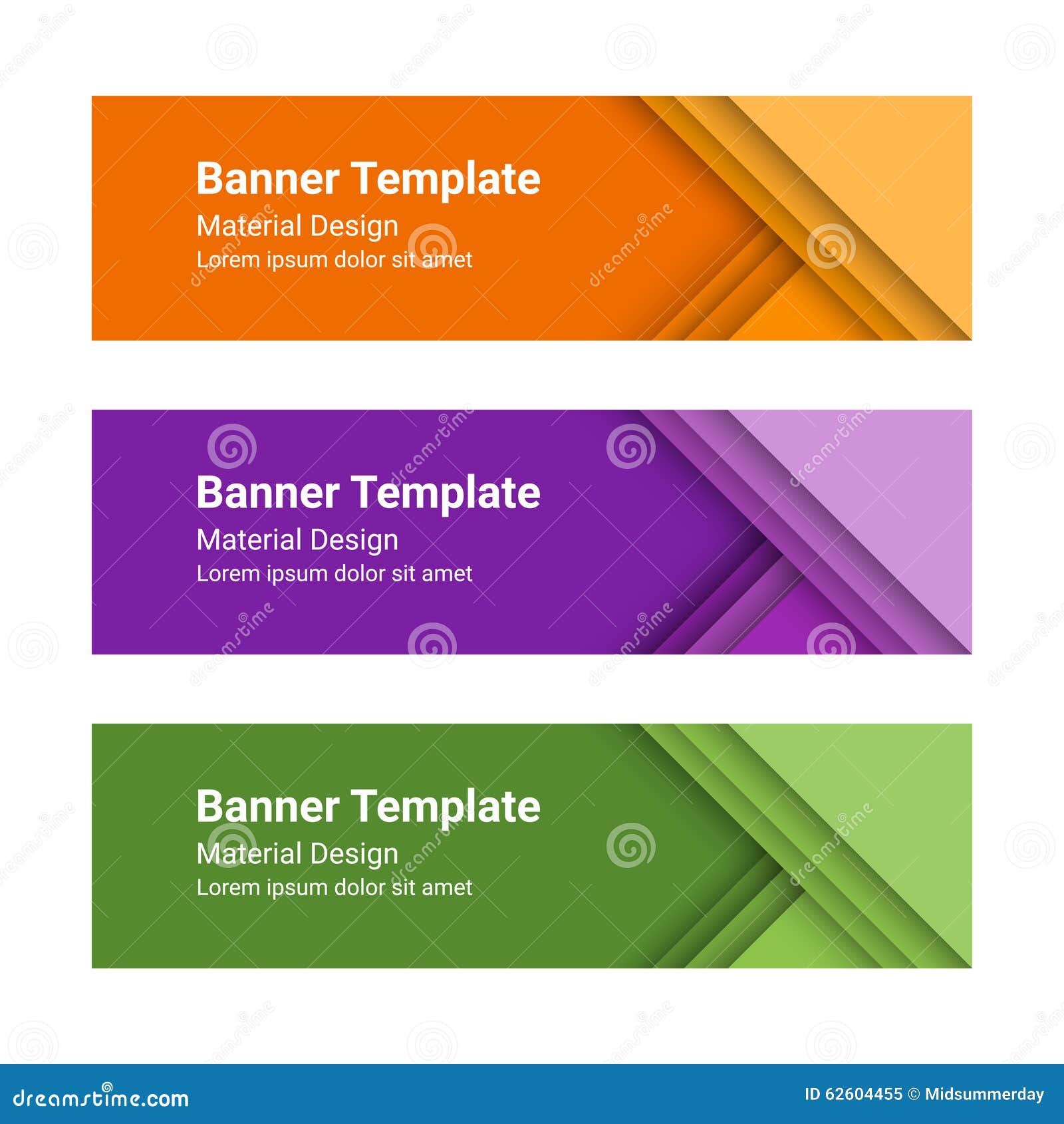 Set of Modern Colorful Horizontal Vector Banners in a Material Design ...