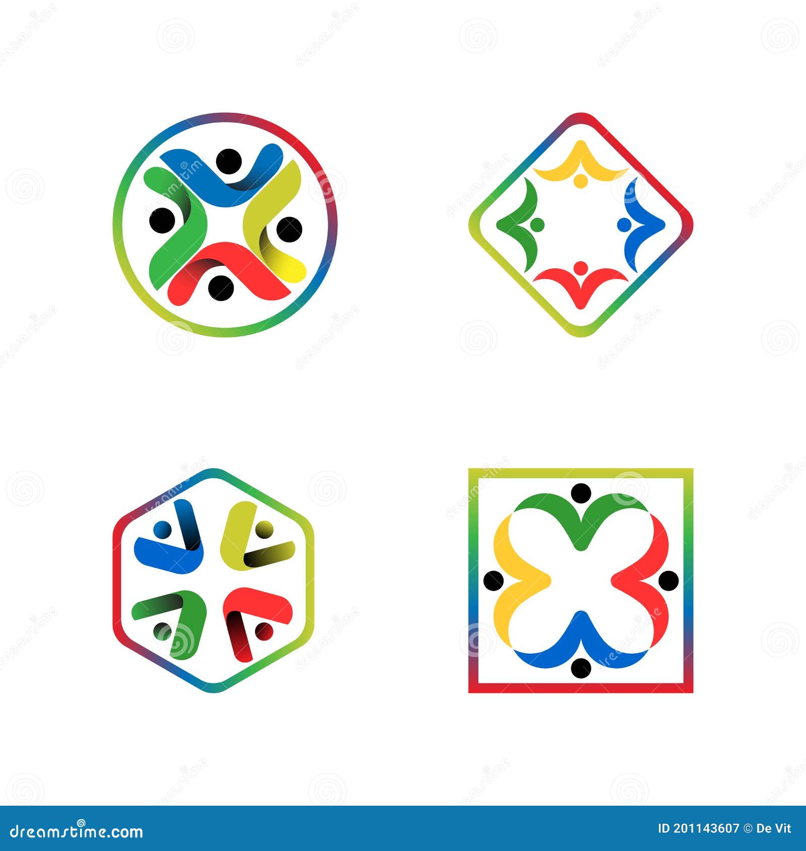 Set Modern Community Logo Desain Stock Vector - Illustration of ...