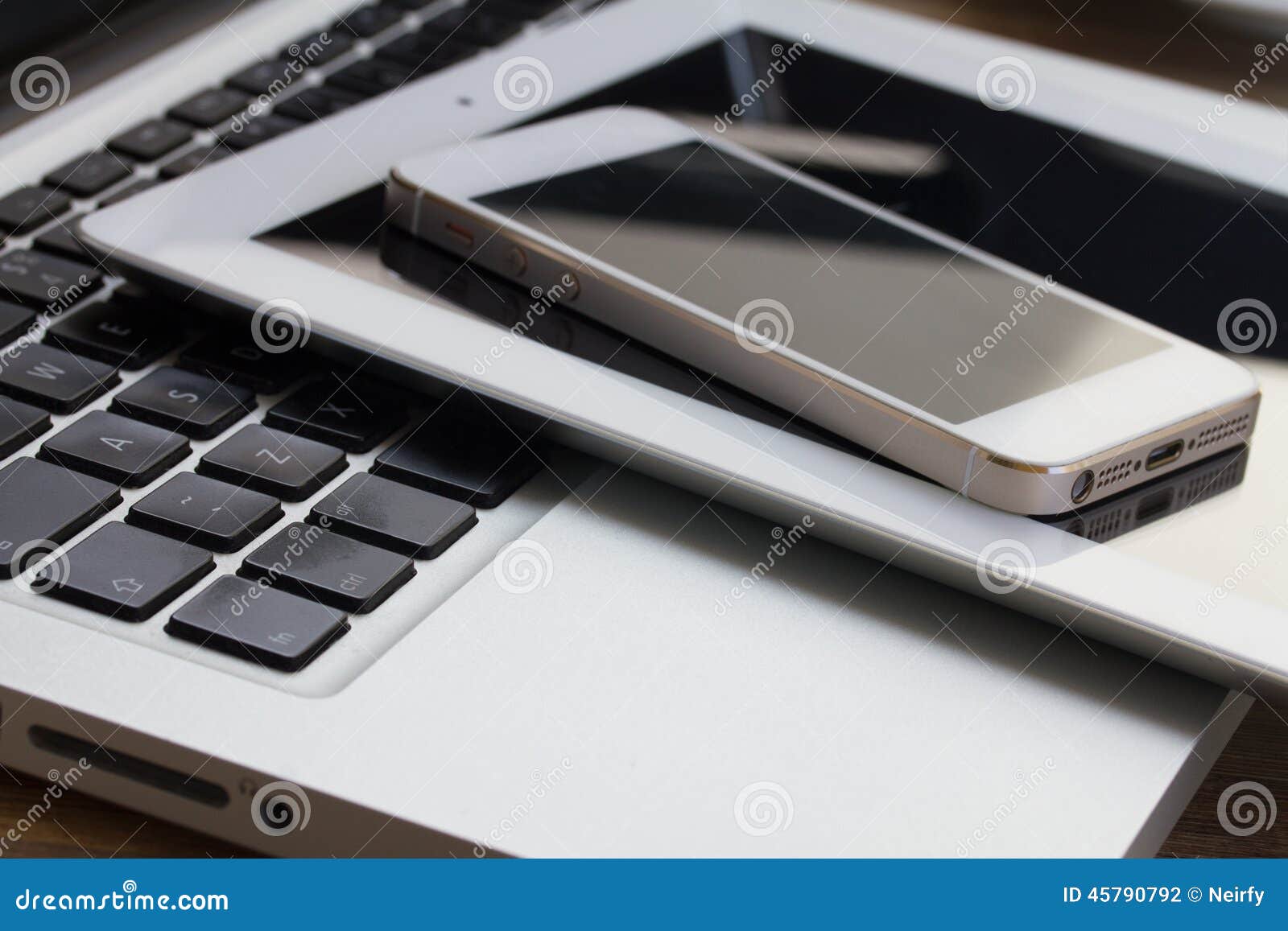 Set of Modern Computer Devices Stock Photo - Image of phone, connection ...