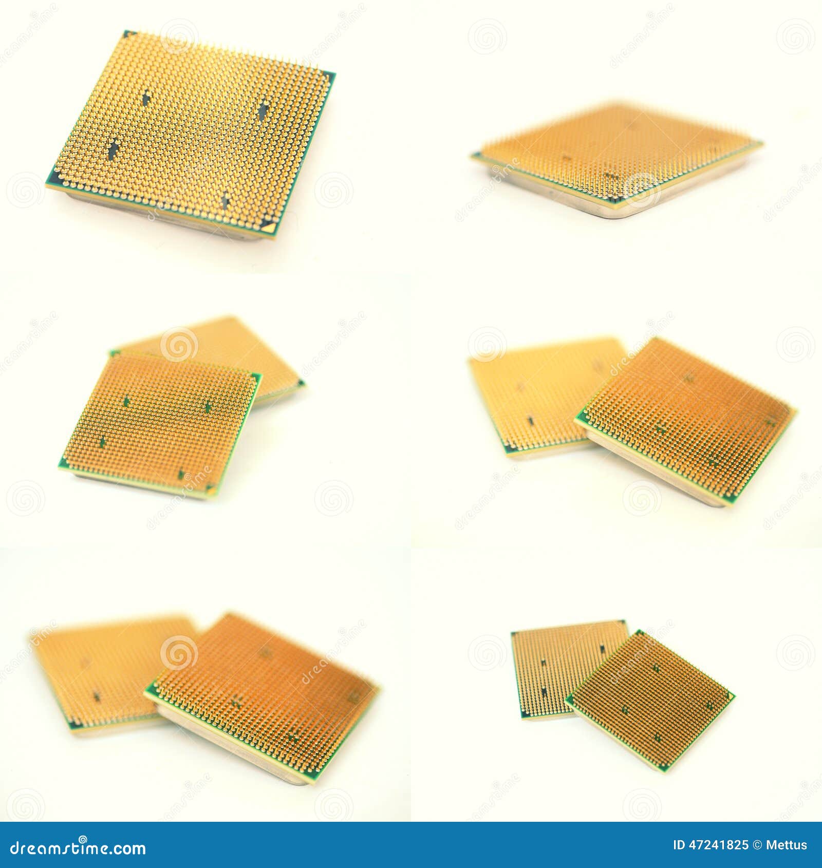 Set of Modern CPU Rear Side with Golden Connection Stock Image - Image ...