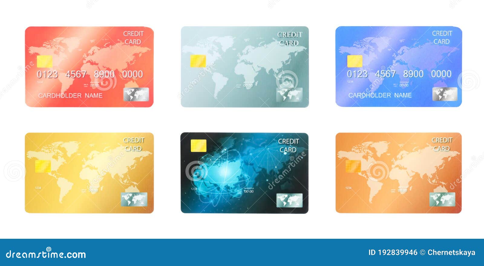 Set of Modern Credit Cards on Background. Banner Design Stock Photo ...
