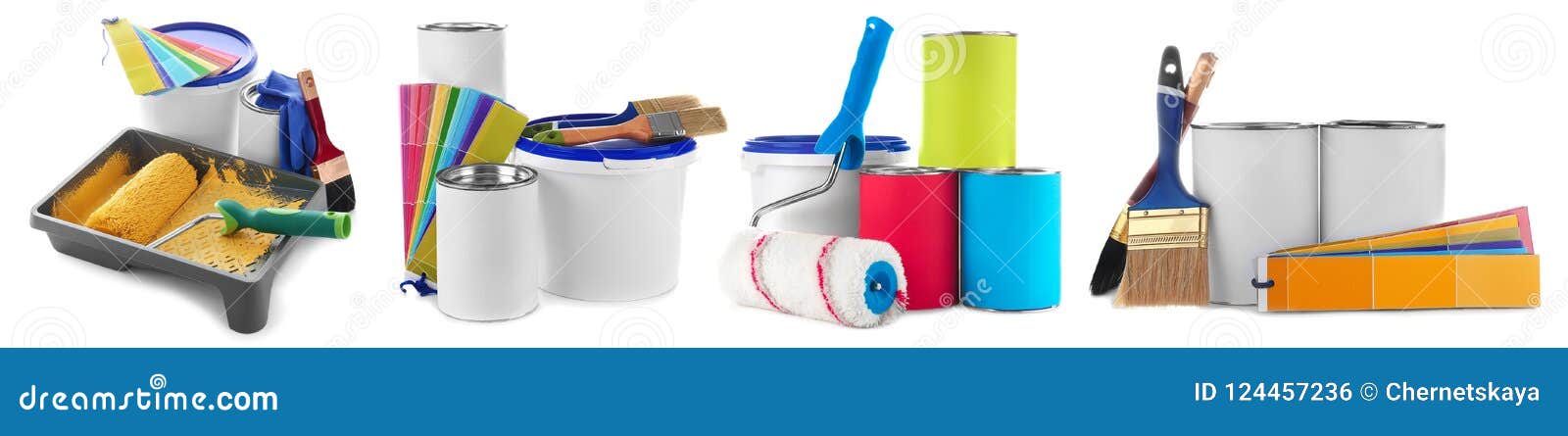 Set with Modern Decorator`s Tools Stock Photo - Image of paint ...