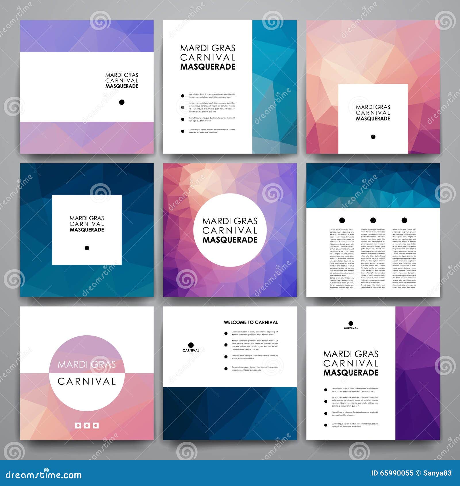 Set of Modern Design Banner Template in Mardi Gras Style Stock Vector ...