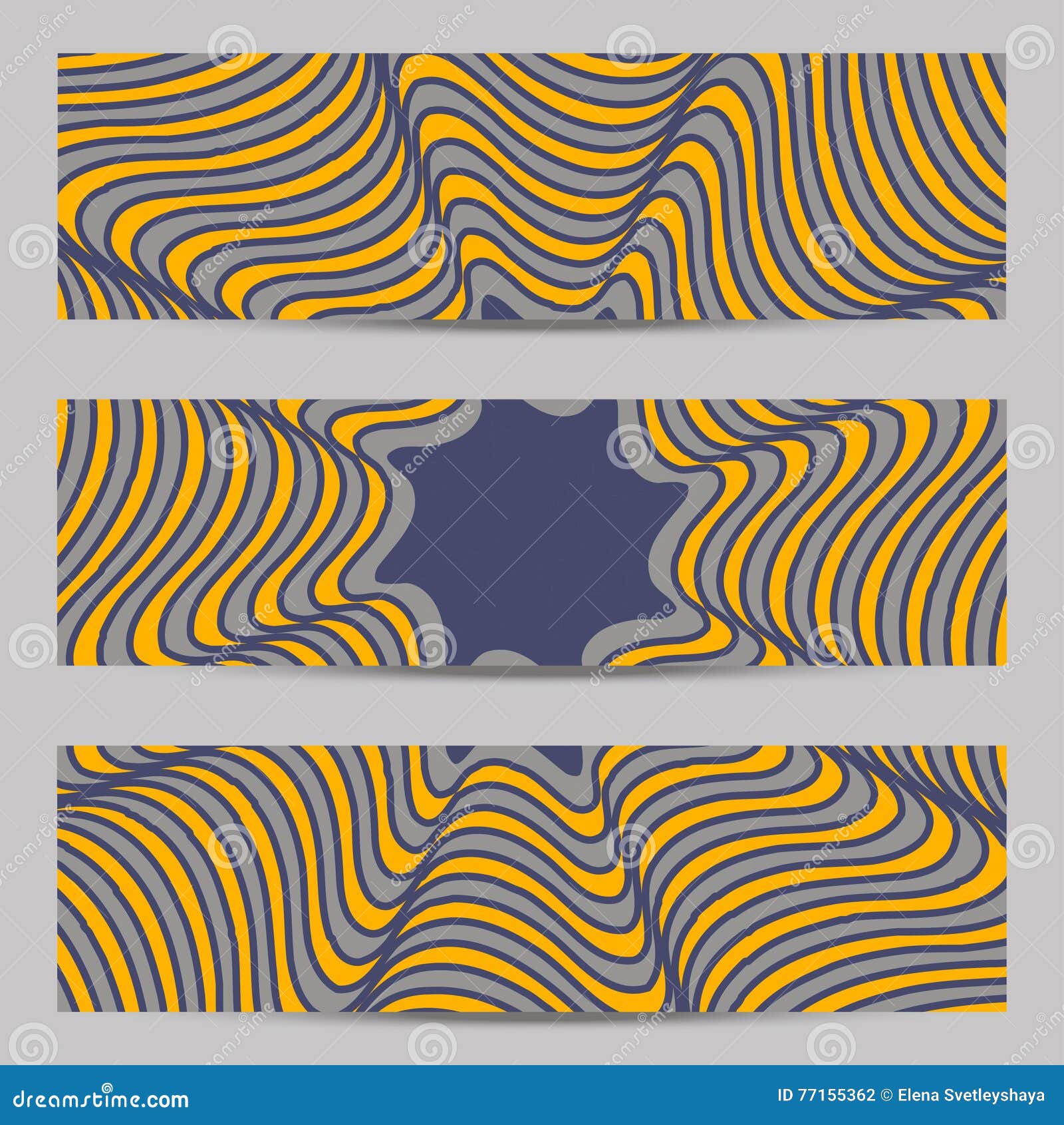 Set of Modern Design Banners, Headers Template with Abstract 3d Volume ...